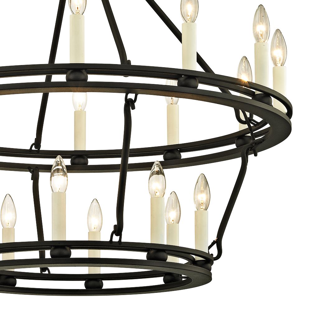 Sutton 32" Wide Textured Black 20-Light Chandelier - #44Y27 | Lamps Plus