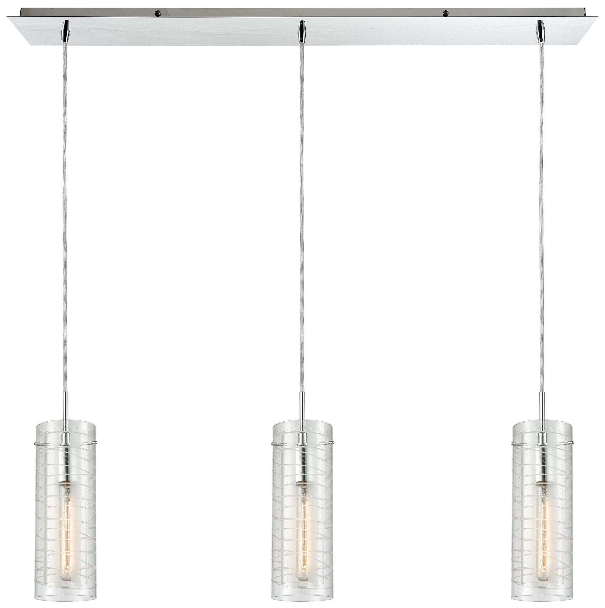 Swirl 36" Wide 3-Light Pendant - Polished Chrome - #3961D | Lamps Plus