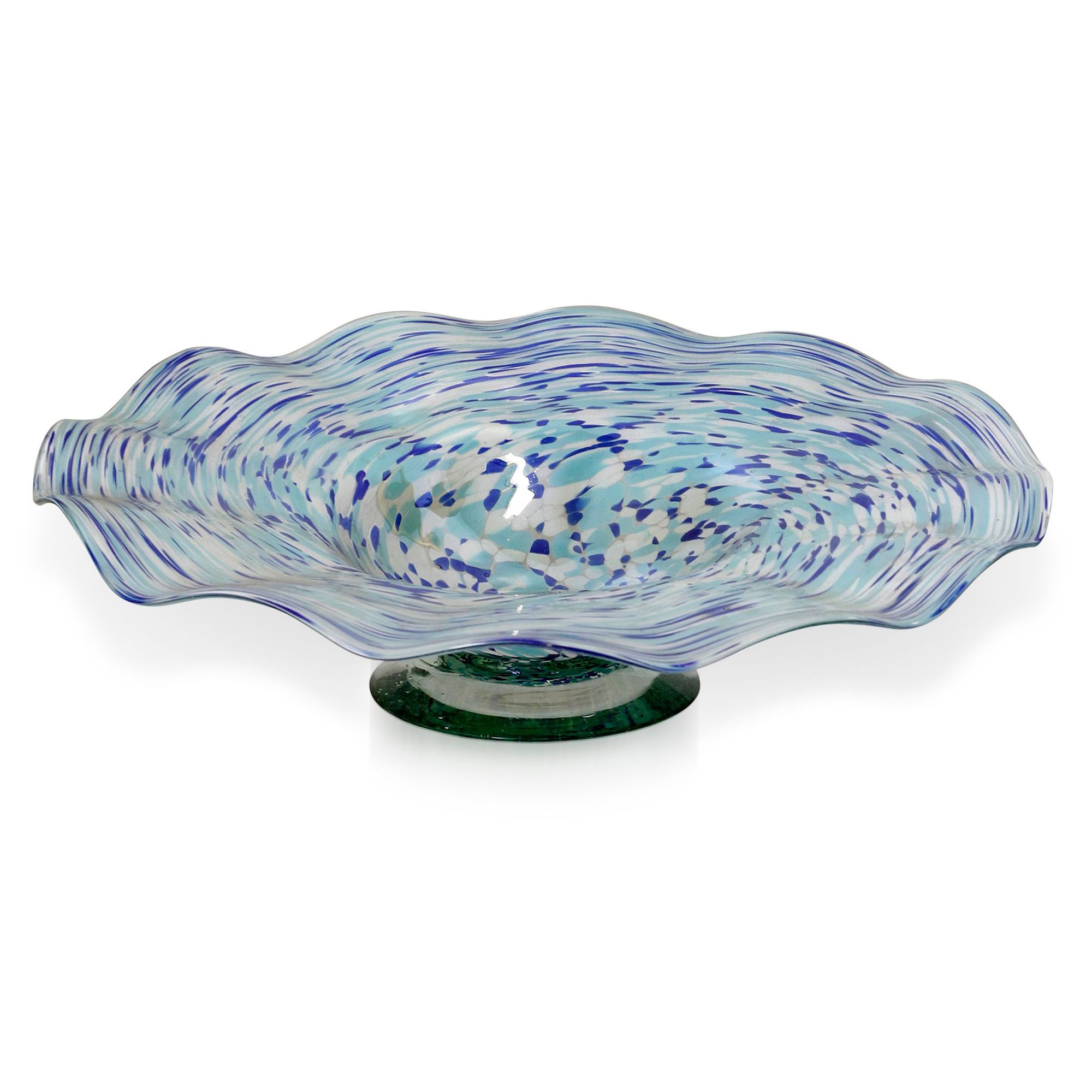 Swirling Seas Platter - Hand Blown Decorative Platter - Blue And White ...