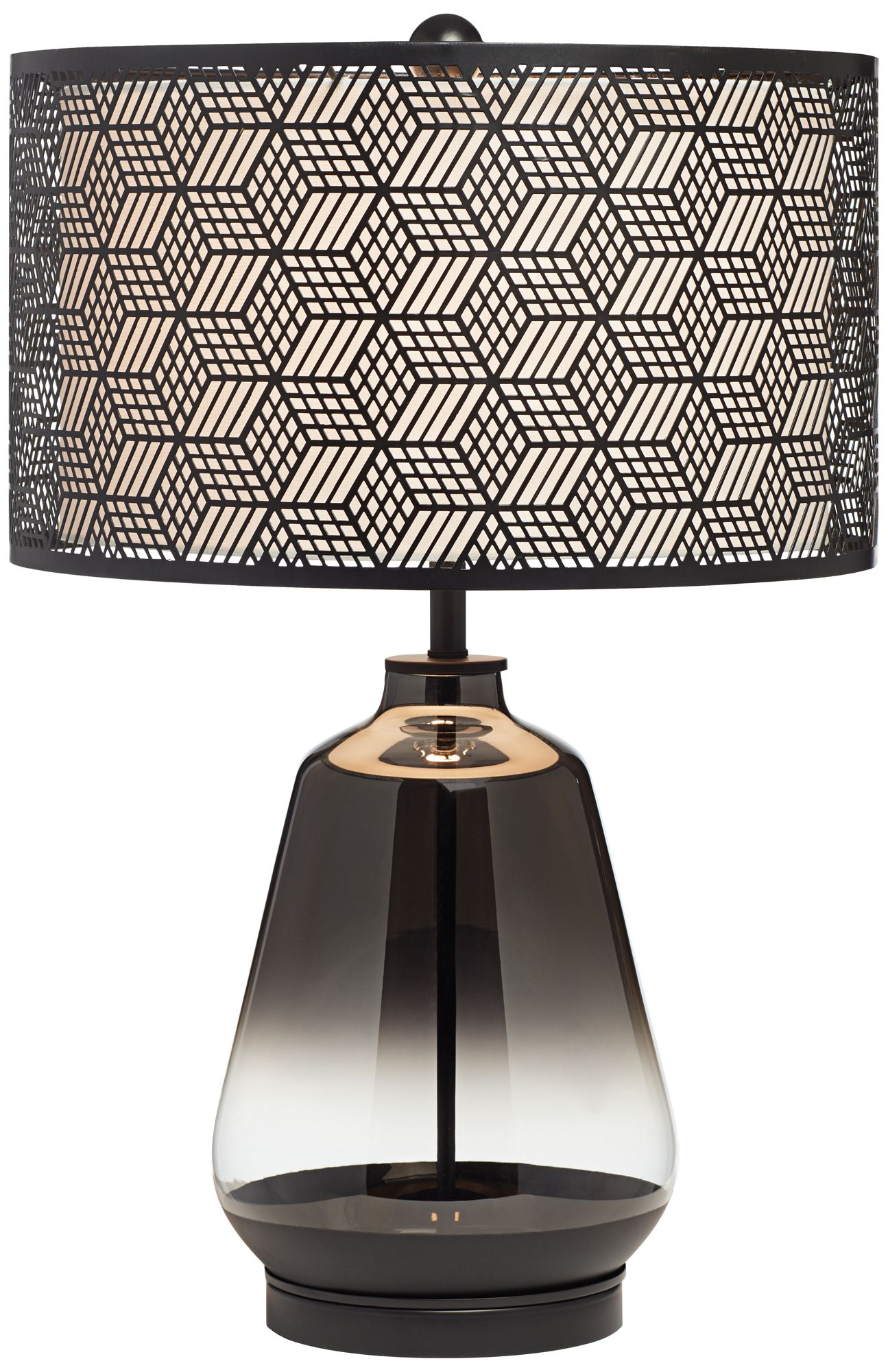 Taurus Smoke Glass Modern Table Lamp with Metal Shade - #490T1 | Lamps Plus