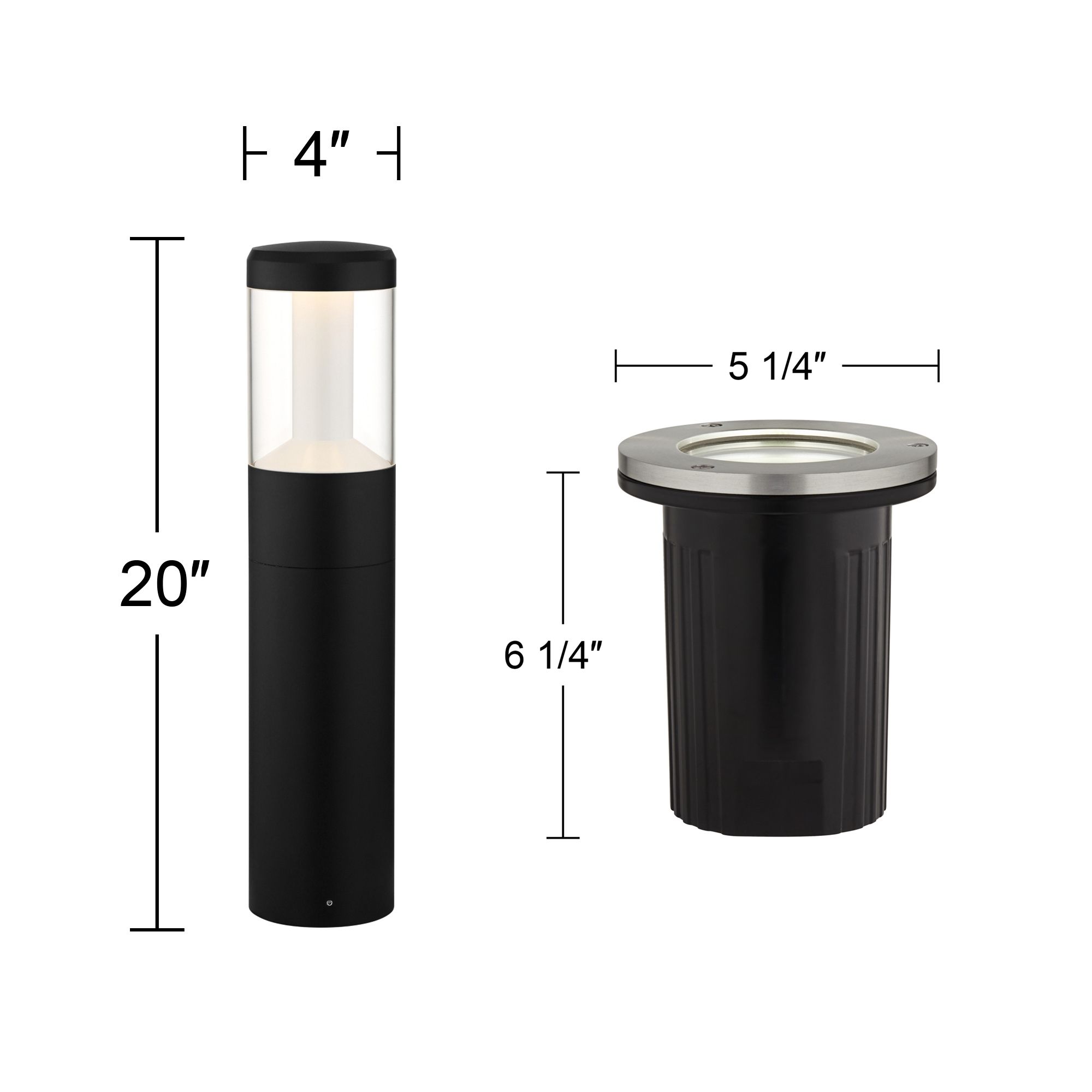 Teka 4-Piece Black LED Bollards and In-Ground Light Set - #260P6 ...