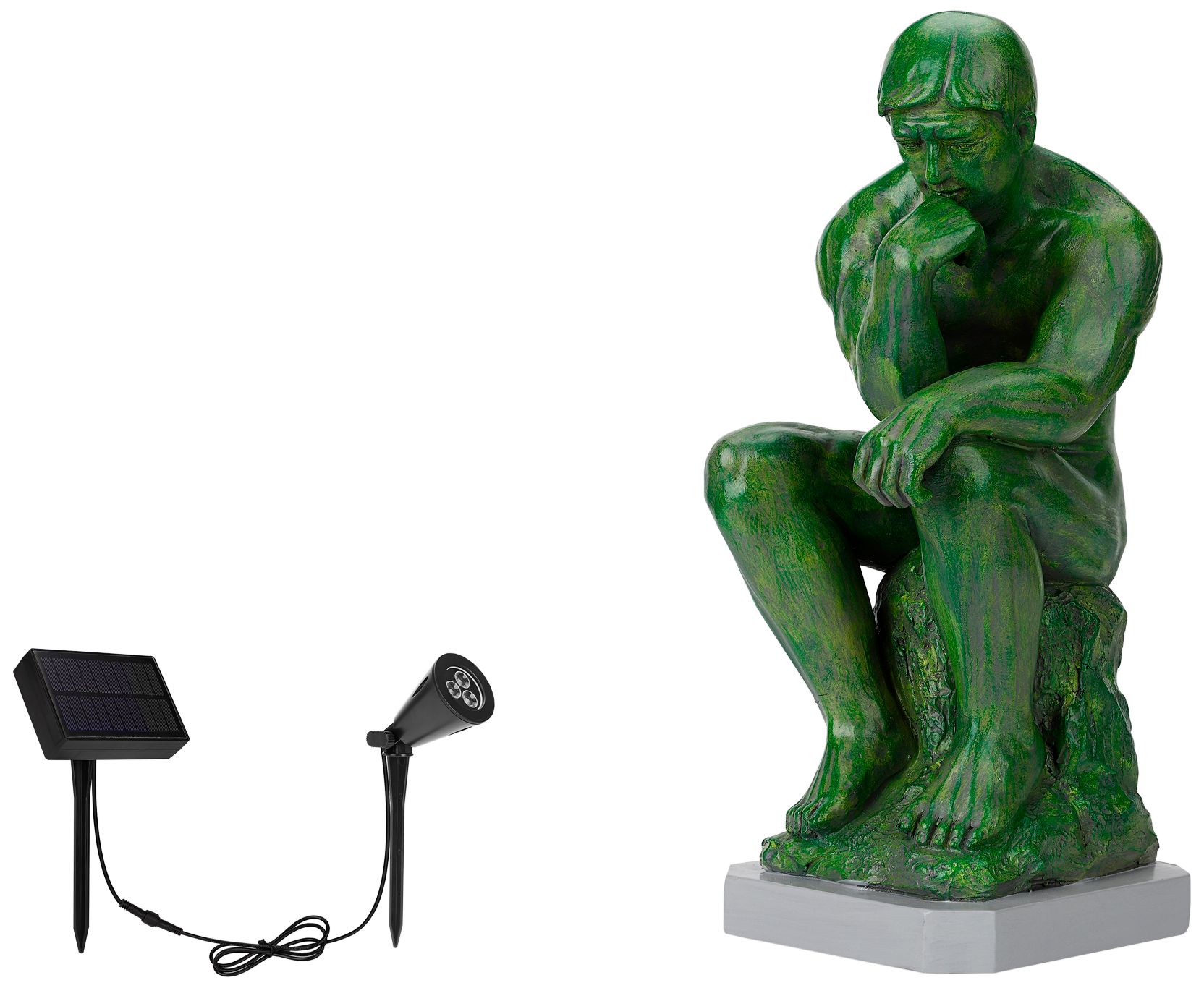 Thinker 15" High Green Statue with Solar LED Spotlight - #410N3 | Lamps ...
