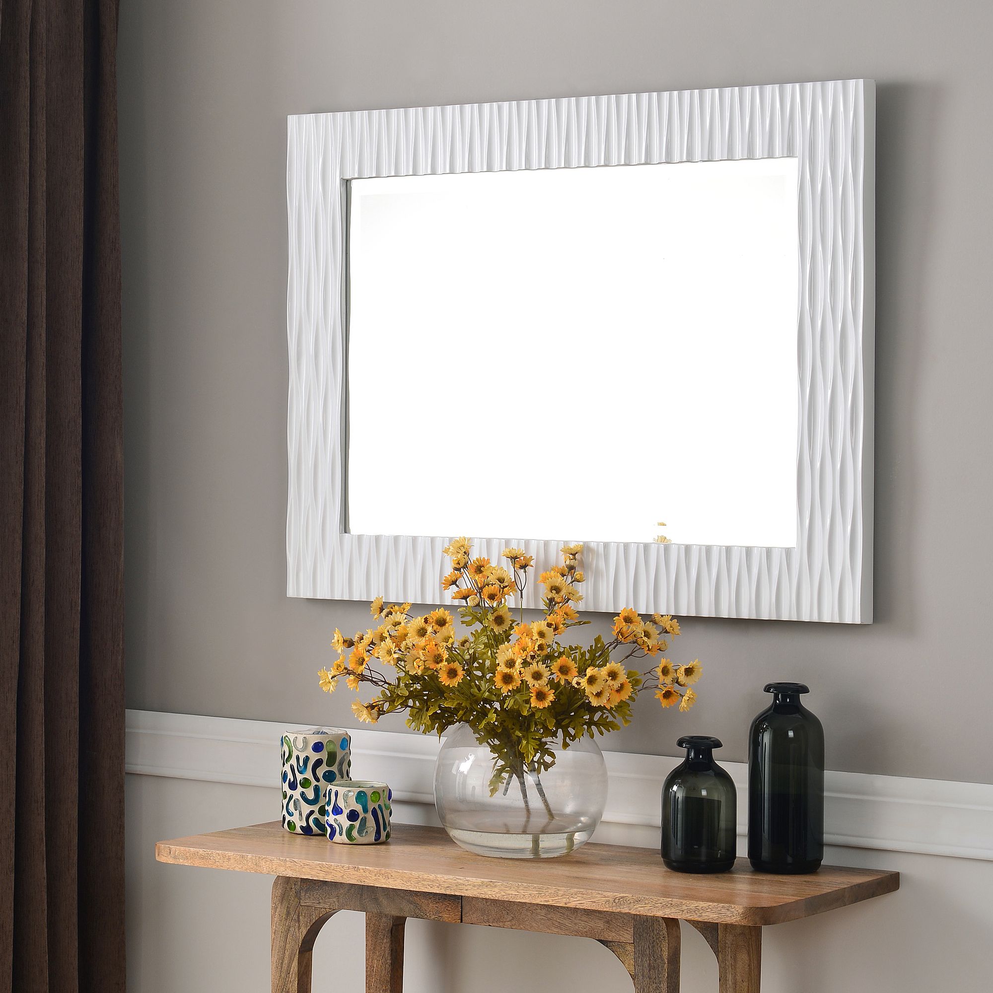 Tranquility White 30" x 39" Rectangular Wall Mirror - #T5037 | Lamps Plus