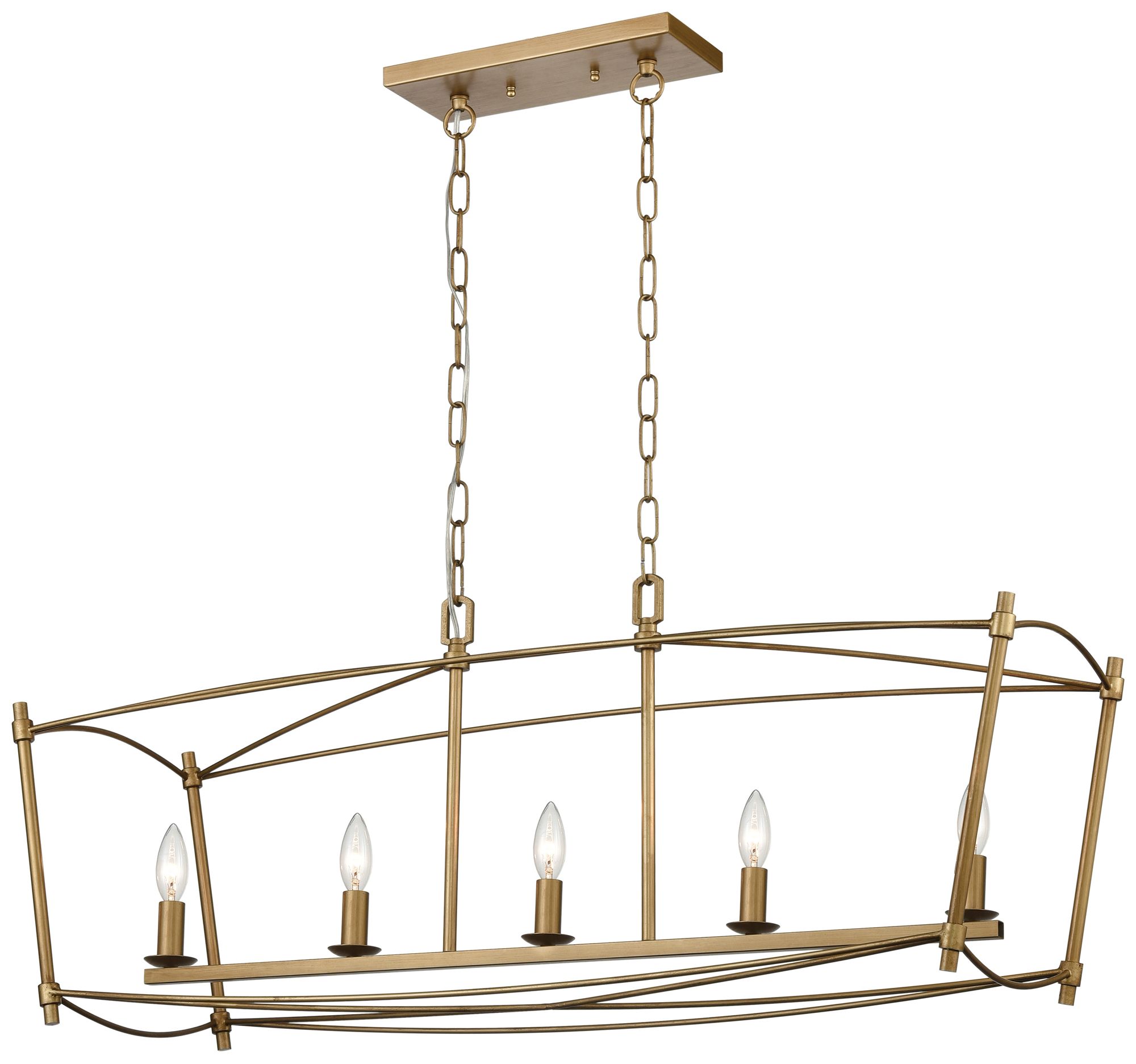 Trapan 39" Wide 5-Light Linear Chandelier - Aged Gold - #392H7 | Lamps Plus