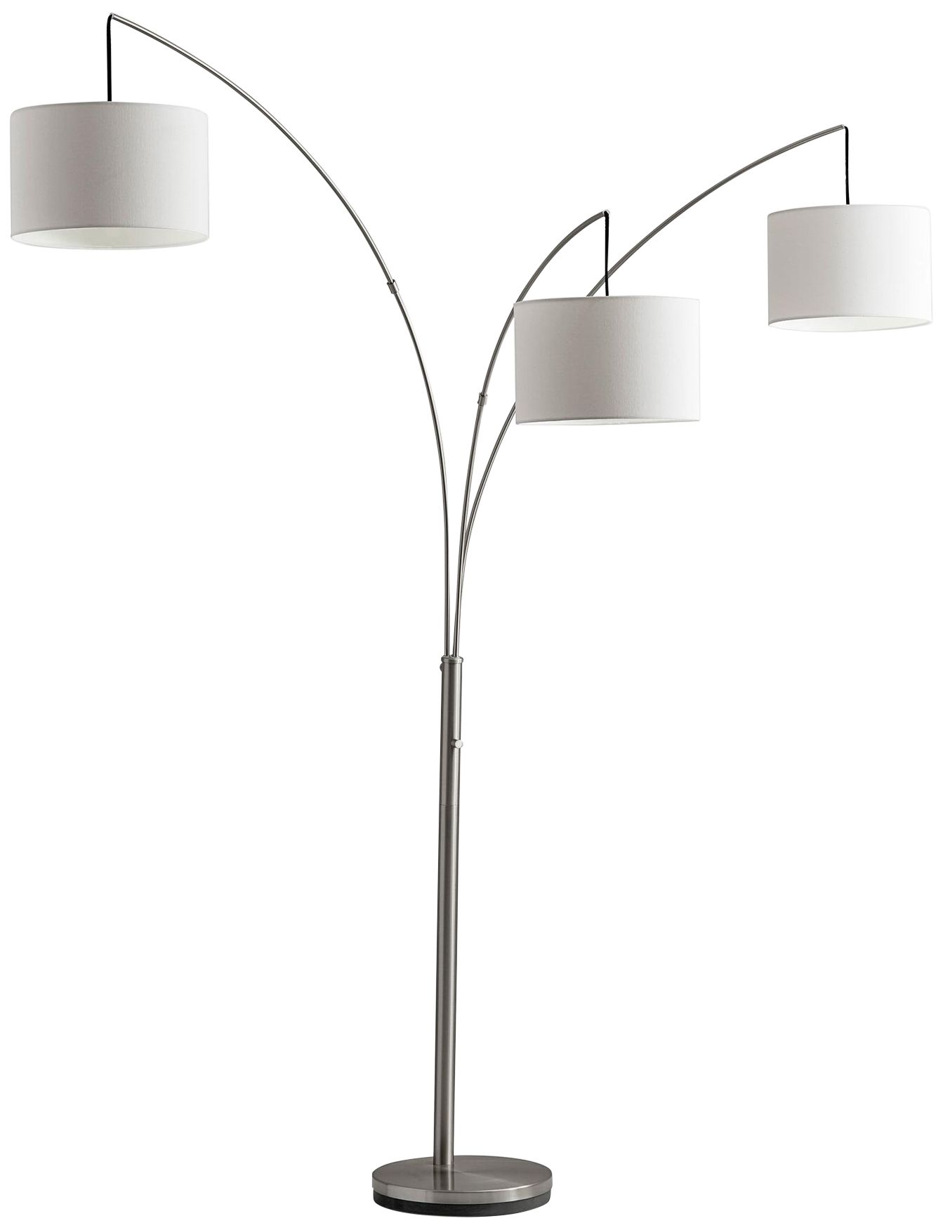 Trinity Brushed Steel 3-Arm Arc Floor Lamp - #358M1 | Lamps Plus