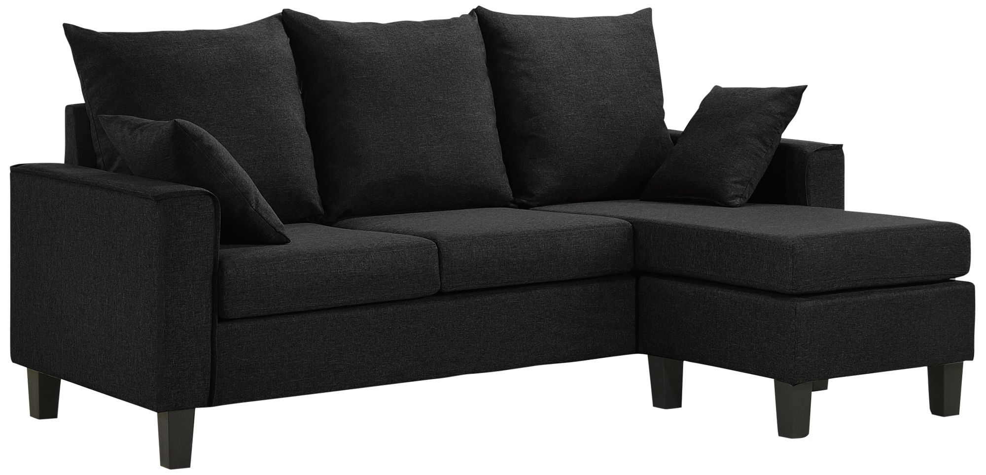 Tully 74" Wide Black Fabric L-Shaped Sectional - #7587E | Lamps Plus