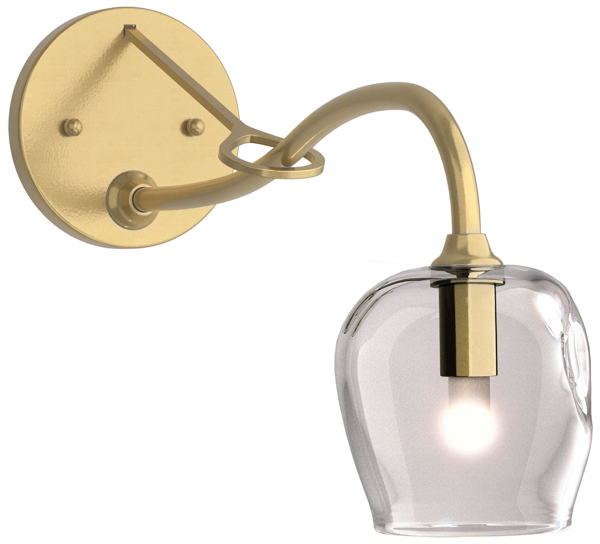 Ume 10.2" High Modern Brass Long-Arm Sconce With Cool Grey Glass Shade ...