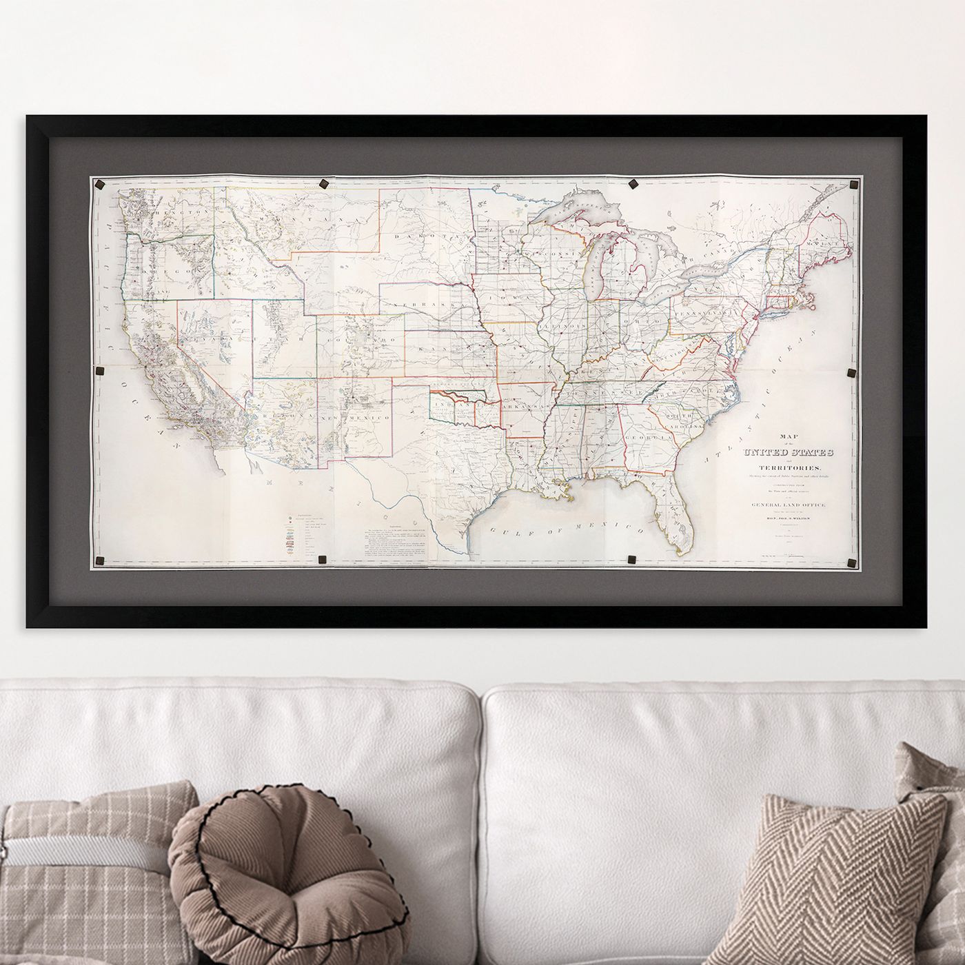 United States Map 55" Wide Giclee Framed Wall Art - #763J6 | Lamps Plus