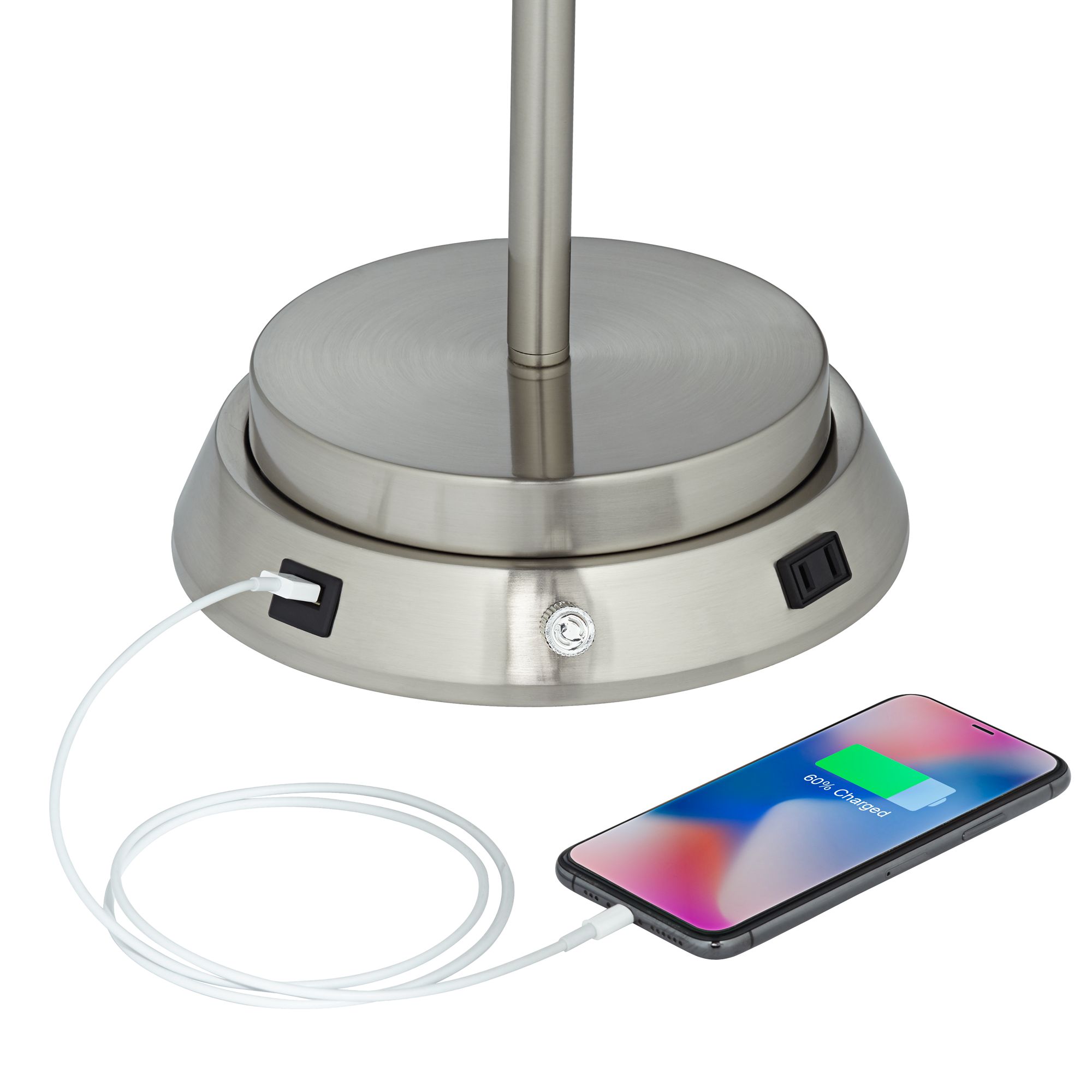 Universal USB-Outlet Nickel Lamp Base with Dimmer - #79V95 | Lamps Plus