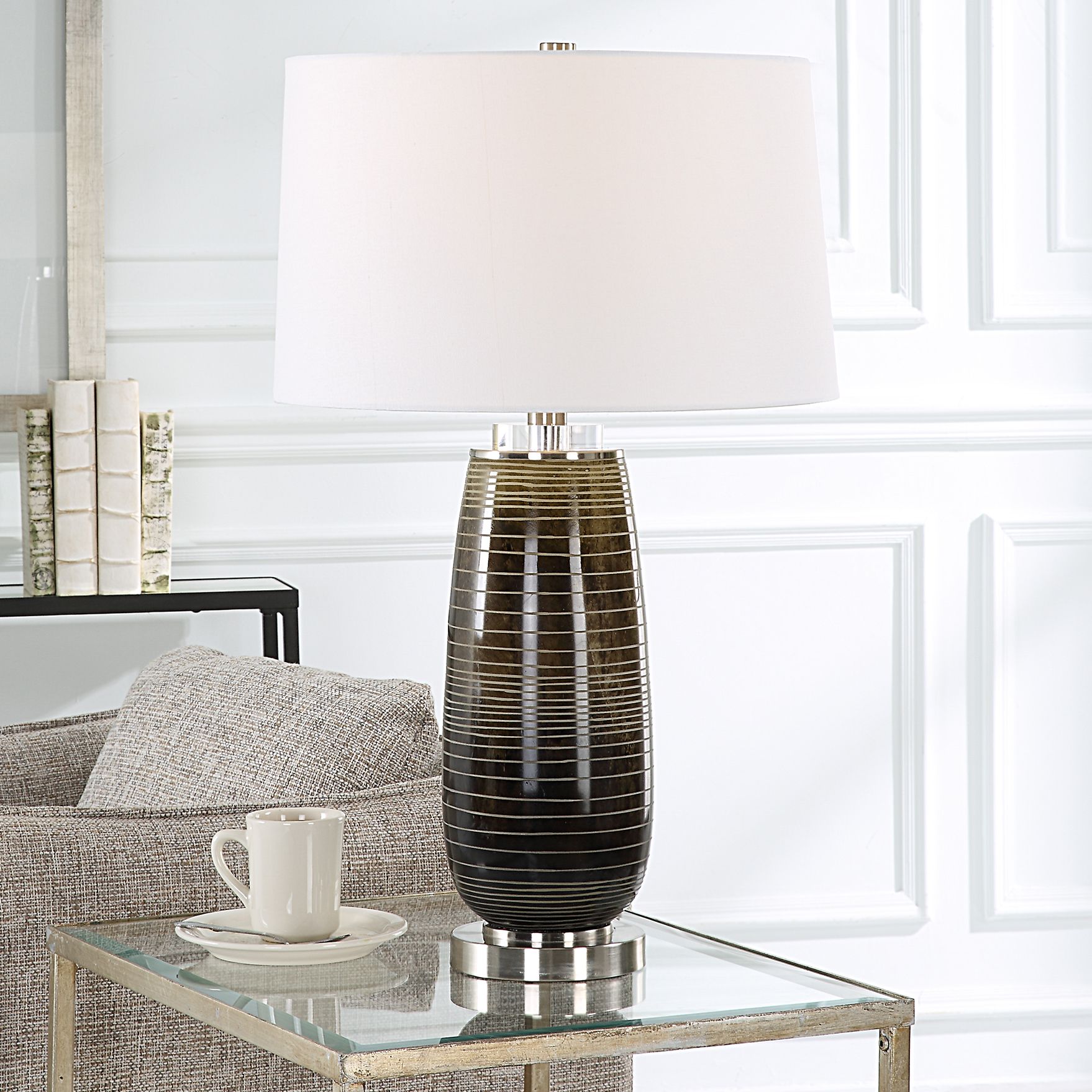 Uttermost Alamance Ombre Rustic Bronze Glass Table Lamp - #115G5 ...