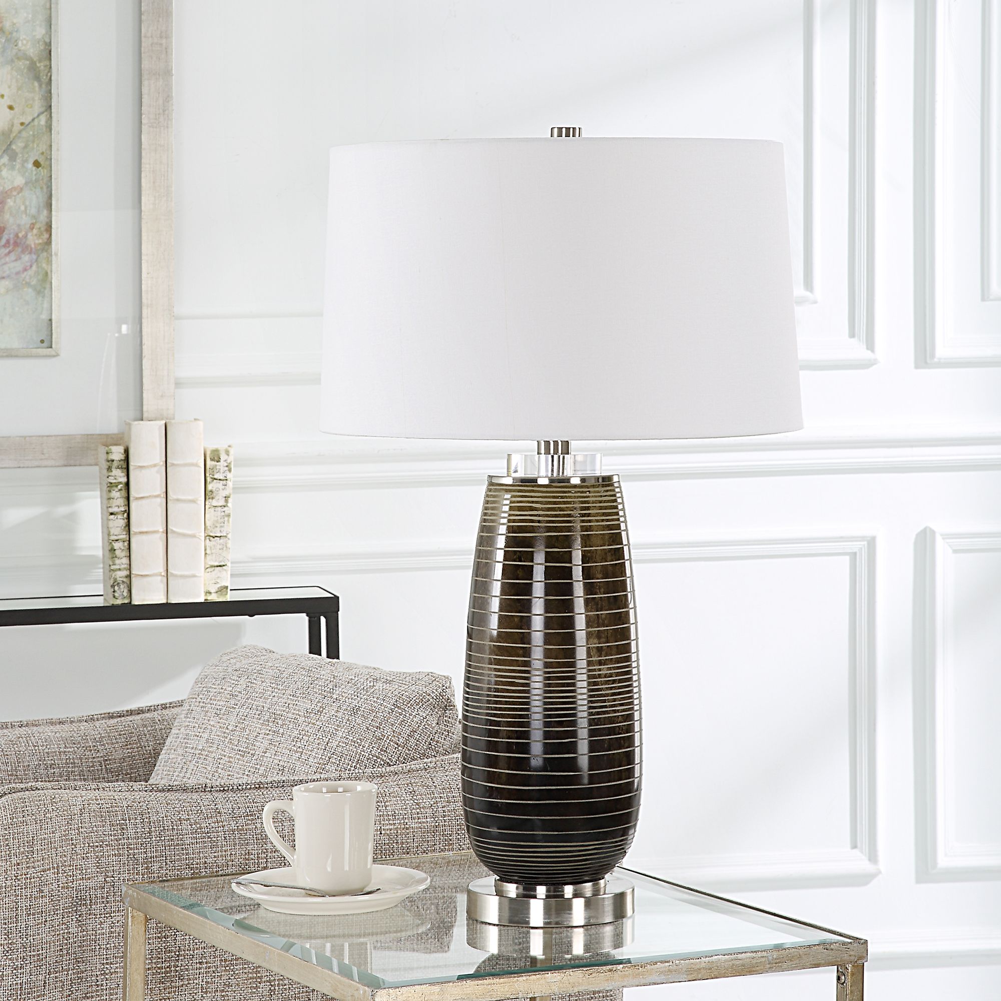 Uttermost Alamance Ombre Rustic Bronze Glass Table Lamp - #115G5 | Lamps Plus