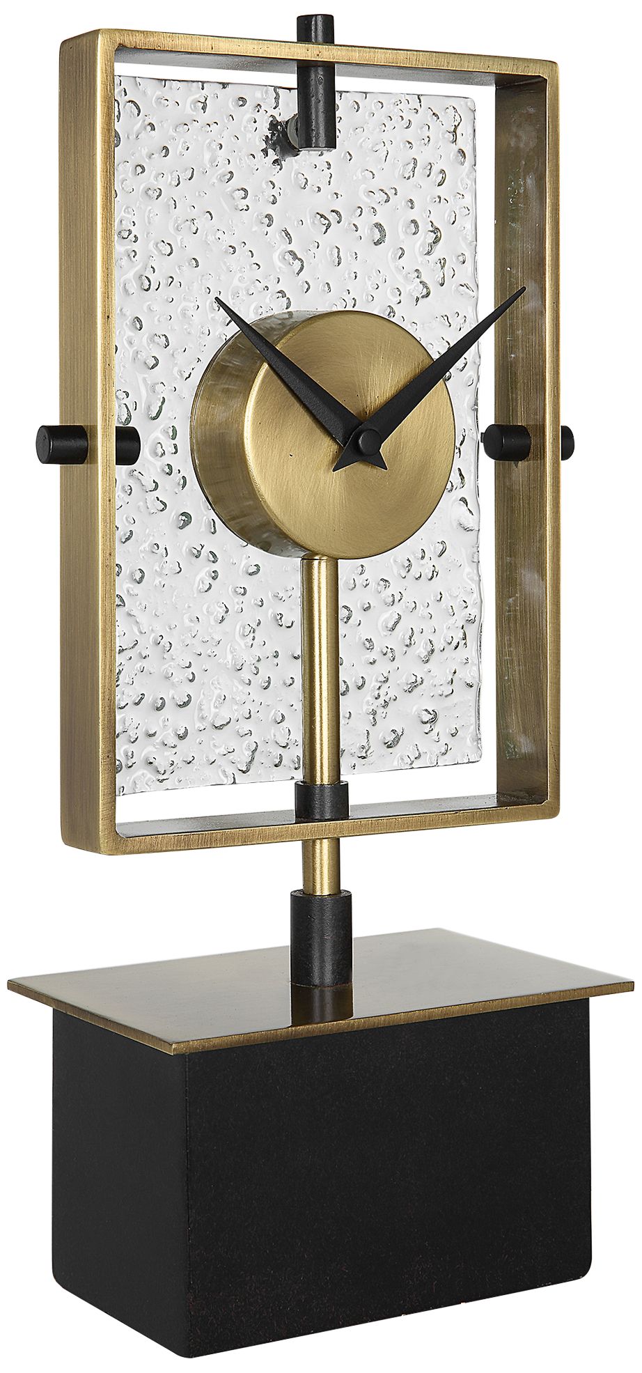 Uttermost Arta 13" High Brass and Black Table Clock - #353V0 | Lamps Plus