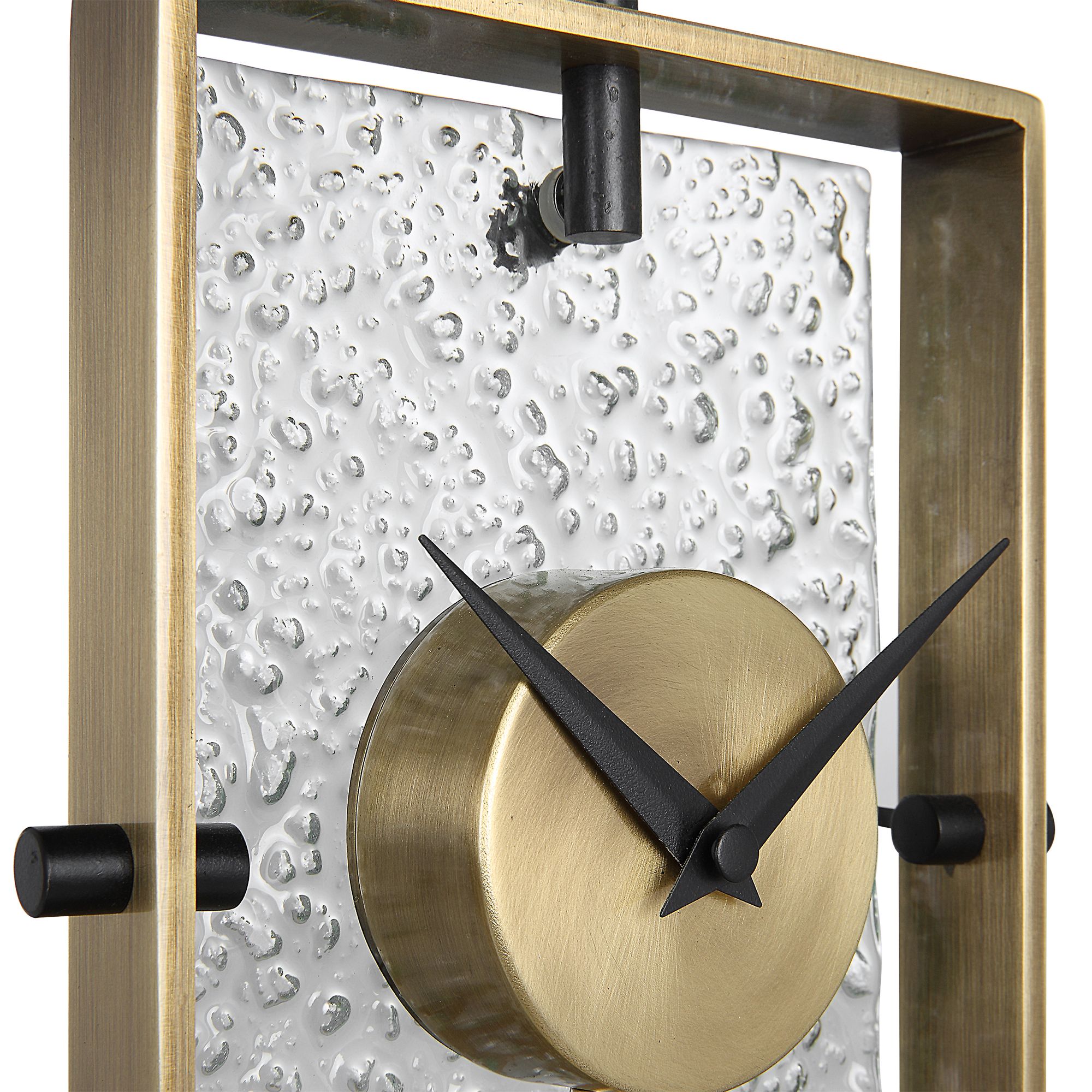 Uttermost Arta 13" High Brass and Black Table Clock - #353V0 | Lamps Plus