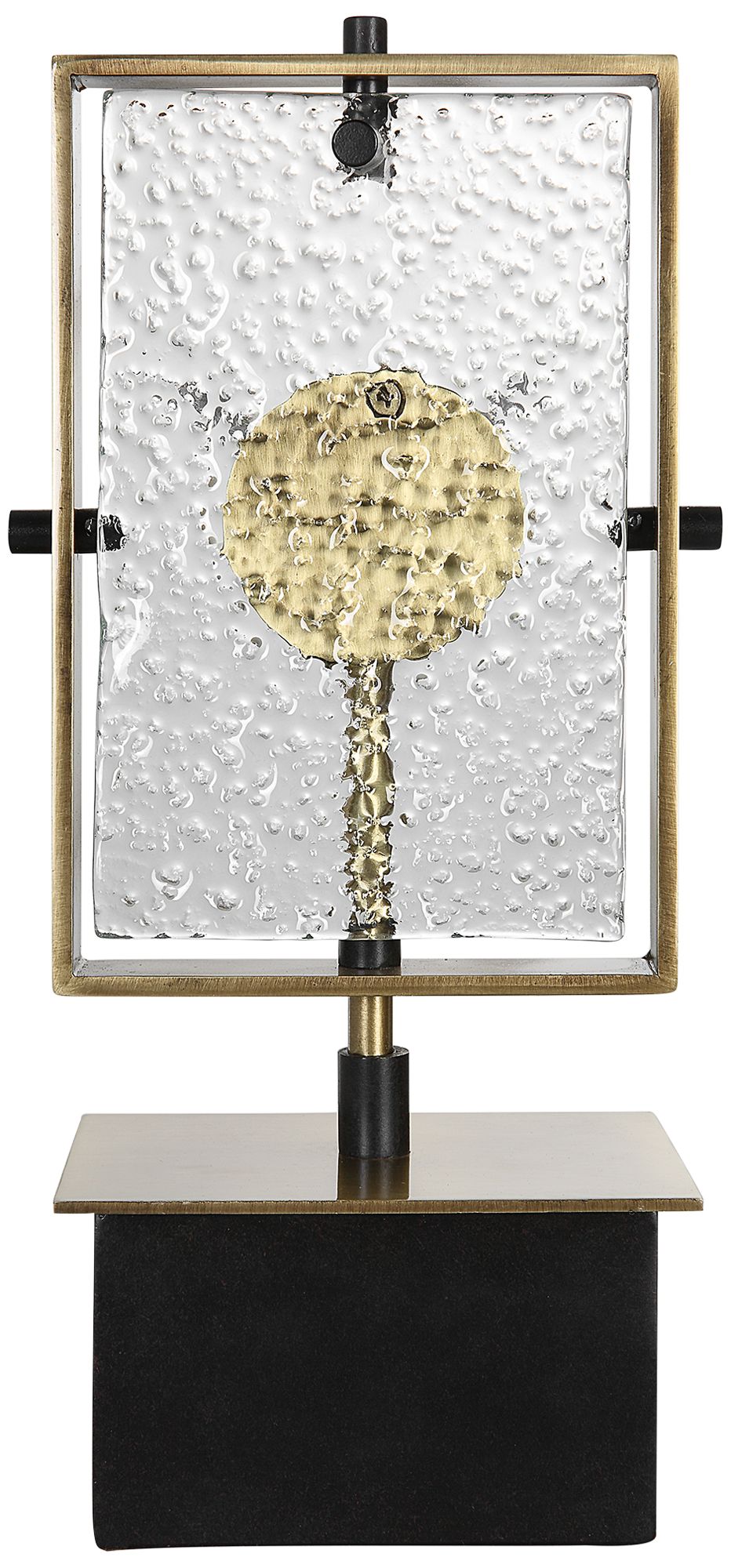Uttermost Arta 13" High Brass and Black Table Clock - #353V0 | Lamps Plus