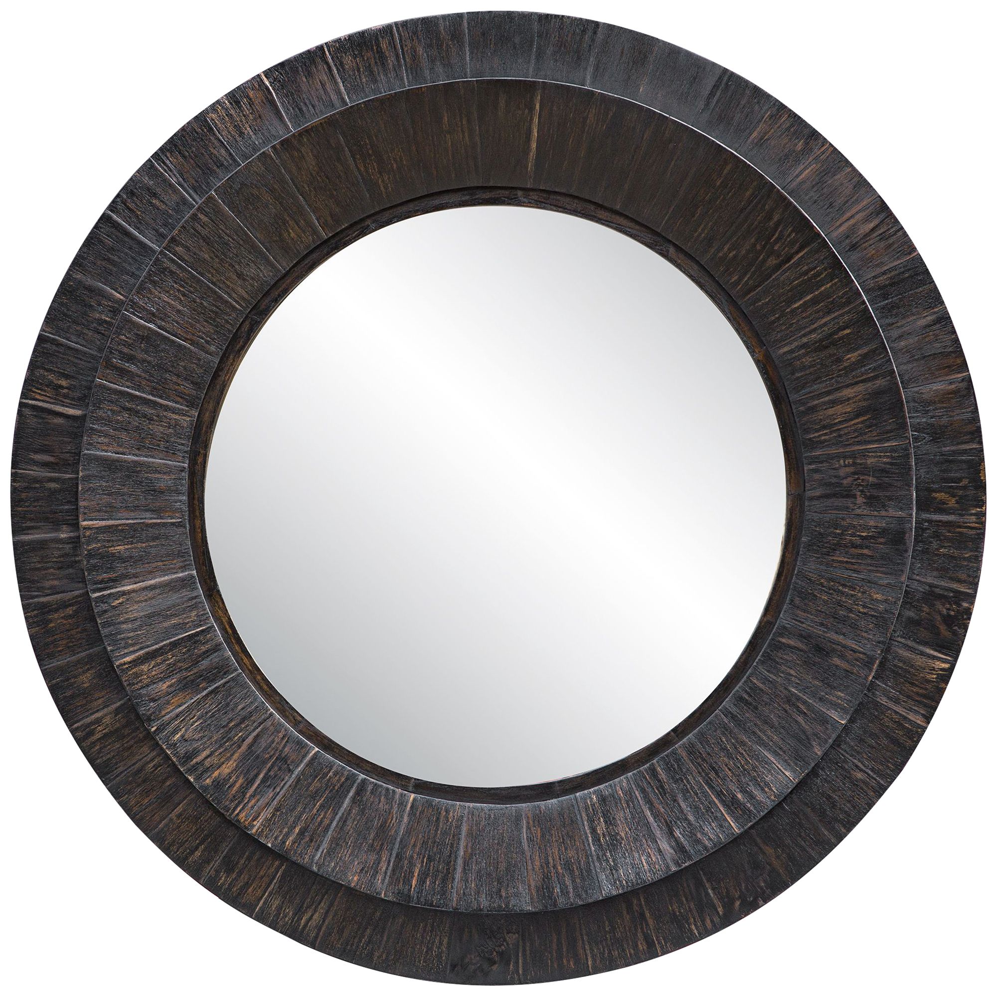 Uttermost Corral 40" Wide Round Dark Espresso Black Wood Wall Mirror ...