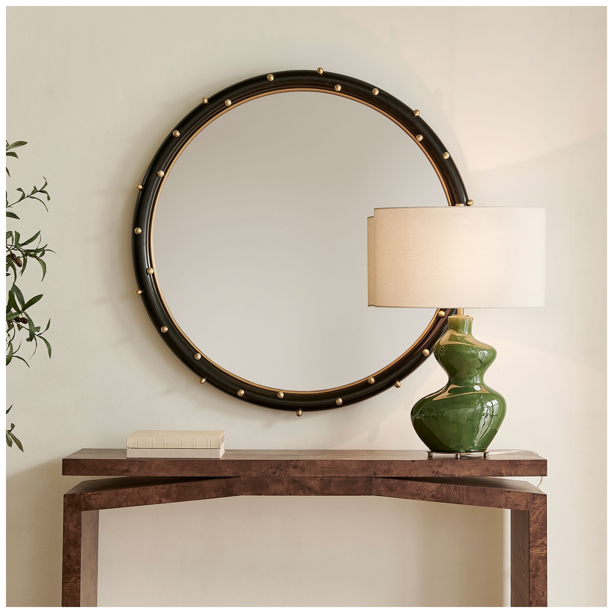 Uttermost Helia Matte Black and Brass 41" Round Wall Mirror: - #AH676 ...
