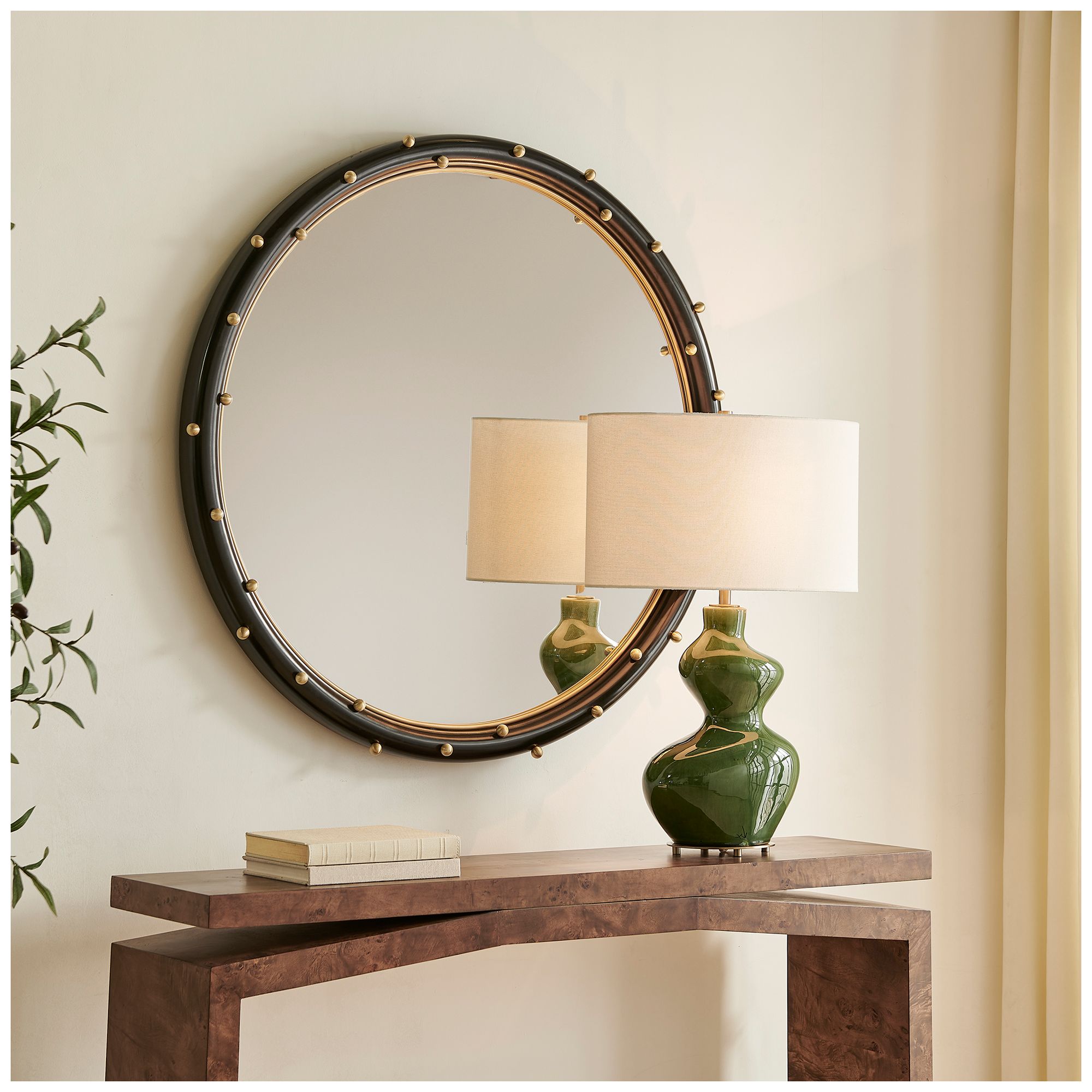 Uttermost Helia Matte Black and Brass 41" Round Wall Mirror: - #AH676 ...