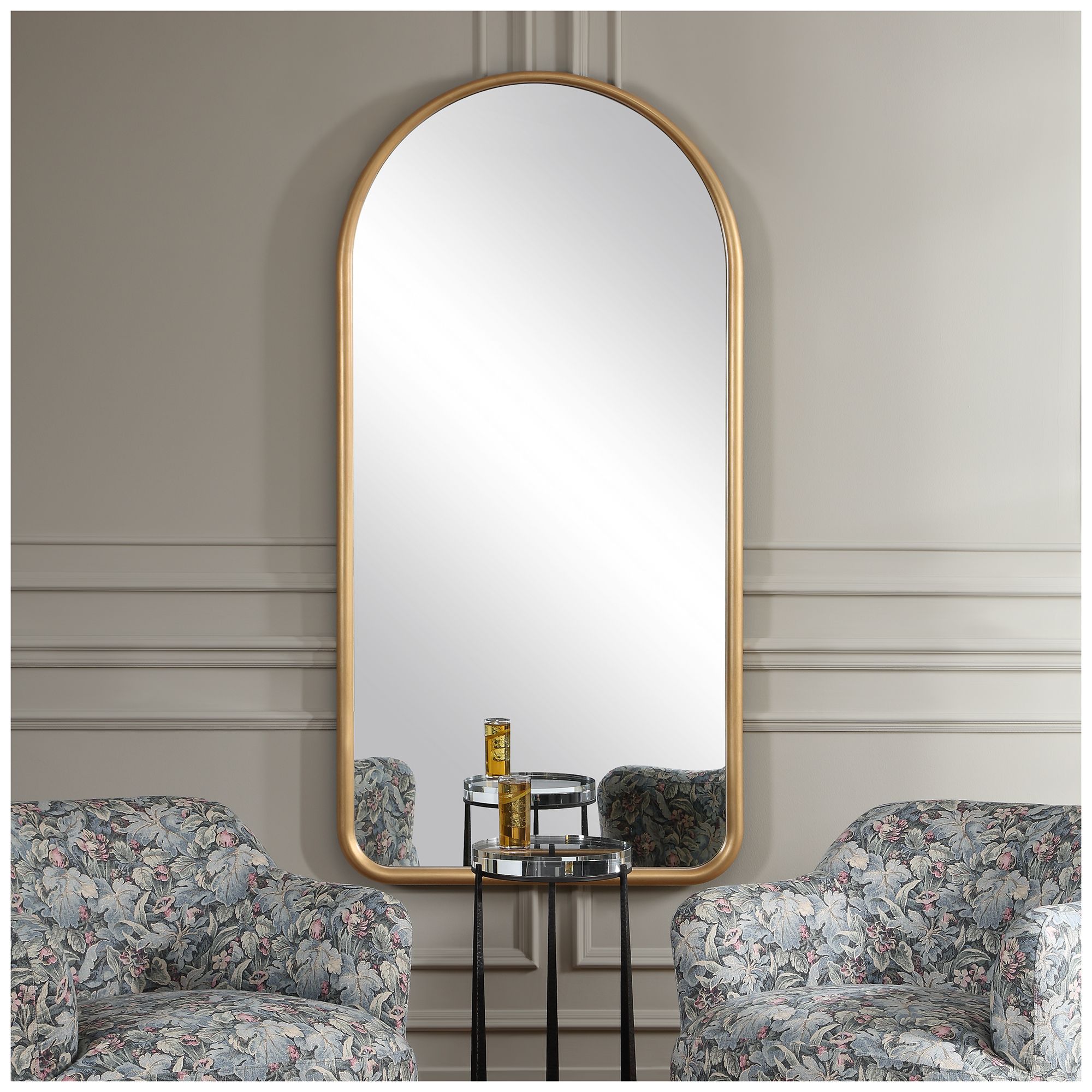 Uttermost Marvell 36" x 72" Antique Gold Arch Framed Mirror - #AH674 ...