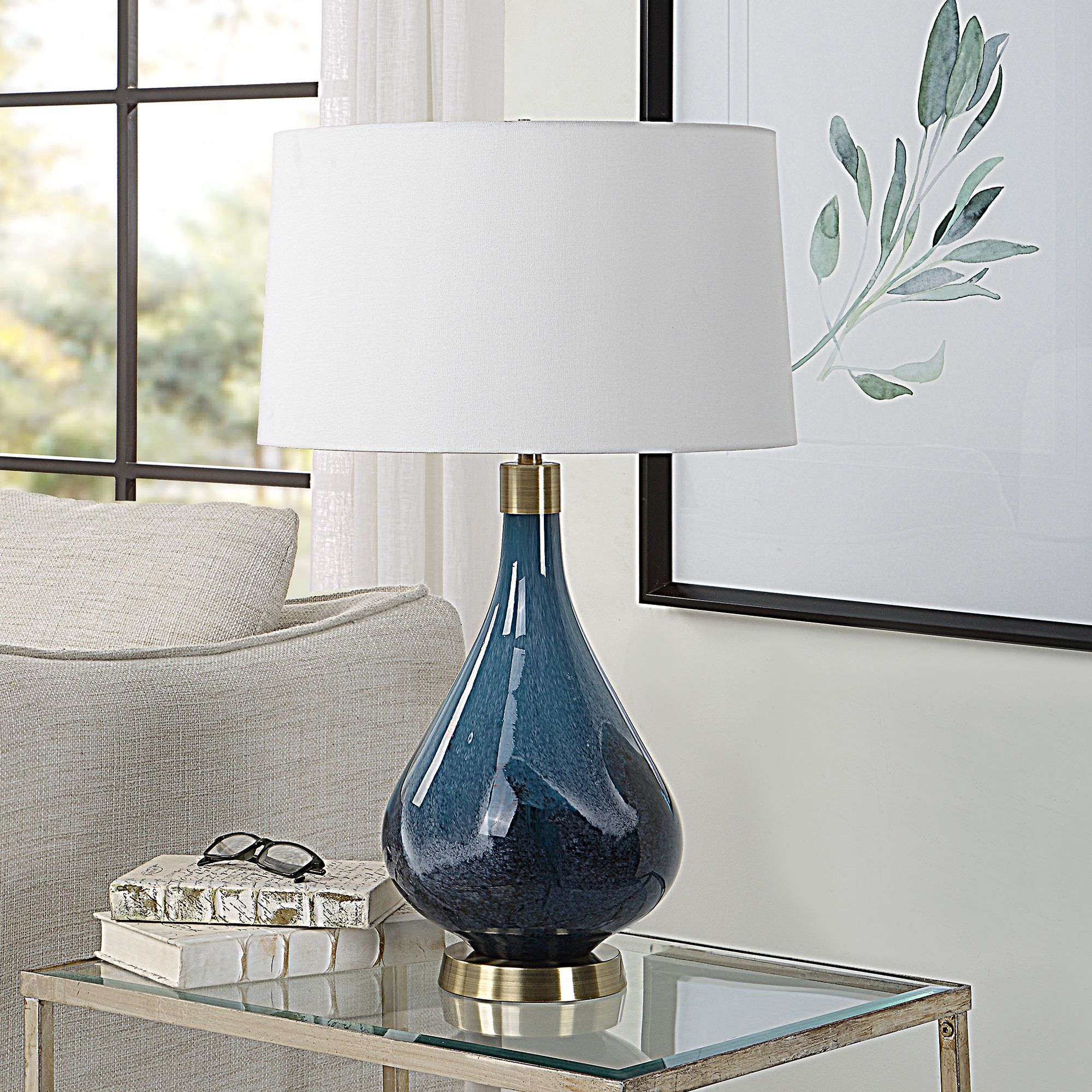 Uttermost Riviera 27 3/4" High Sapphire Navy Blue Glass Table Lamp ...