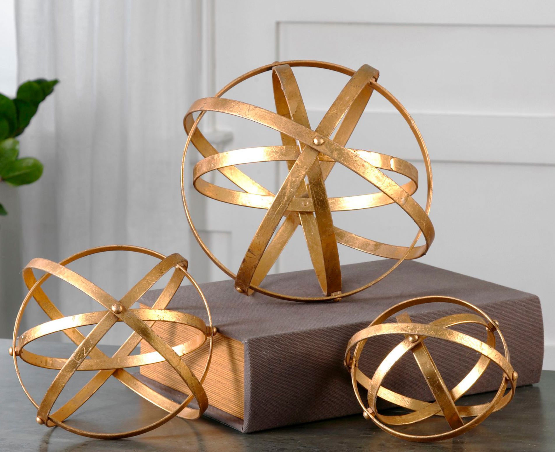 Uttermost Stetson Antiqued Gold Sphere Set of 3 - #1G333 | Lamps Plus