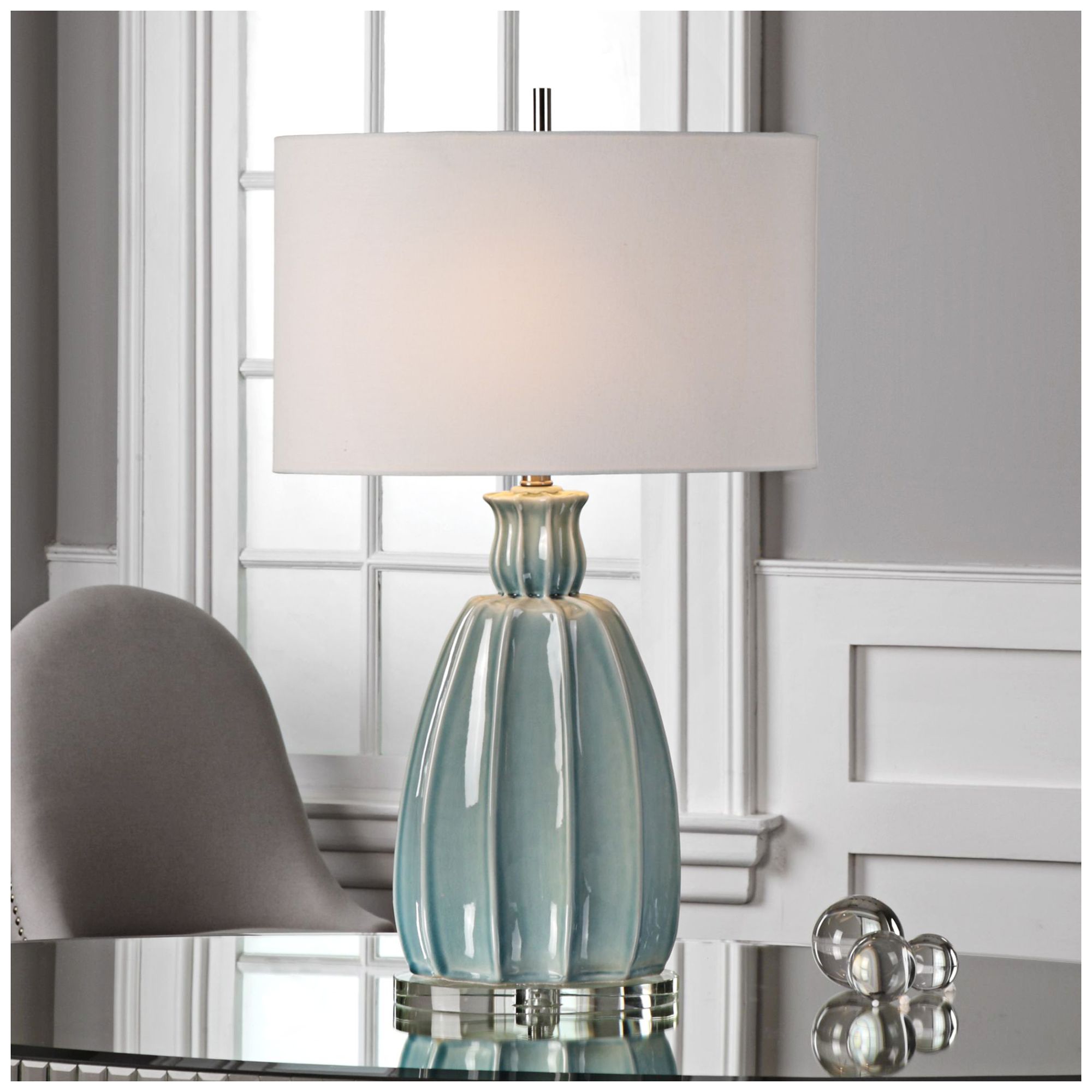 Uttermost Suzanette Sky Blue Crackle Ceramic Table Lamp - #9W466 ...