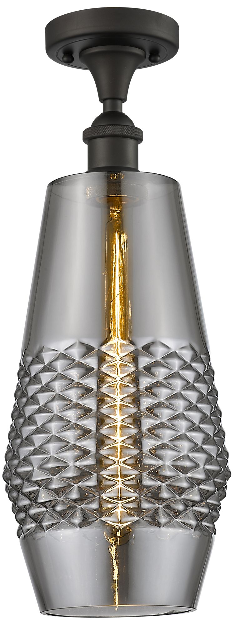 Windham 7" Semi-Flush Mount - Oil Rubbed Bronze - Smoked Shade - #173N4 ...