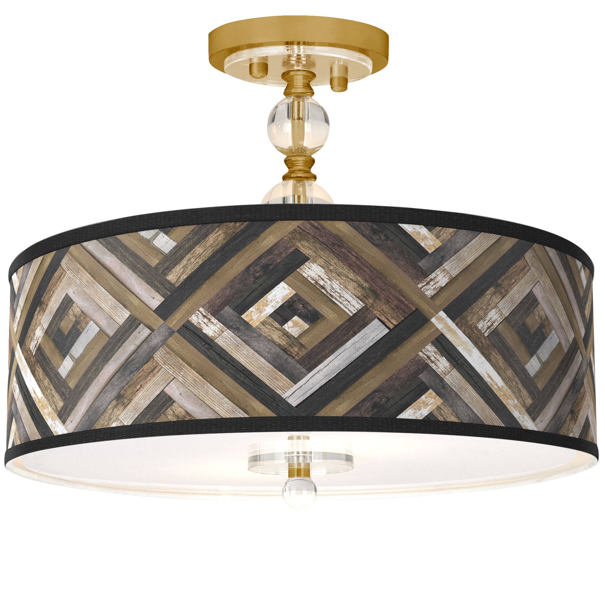 Woodwork Diamonds Giclee 16"W Gold Semi-Flush Ceiling Light - #879N6 ...