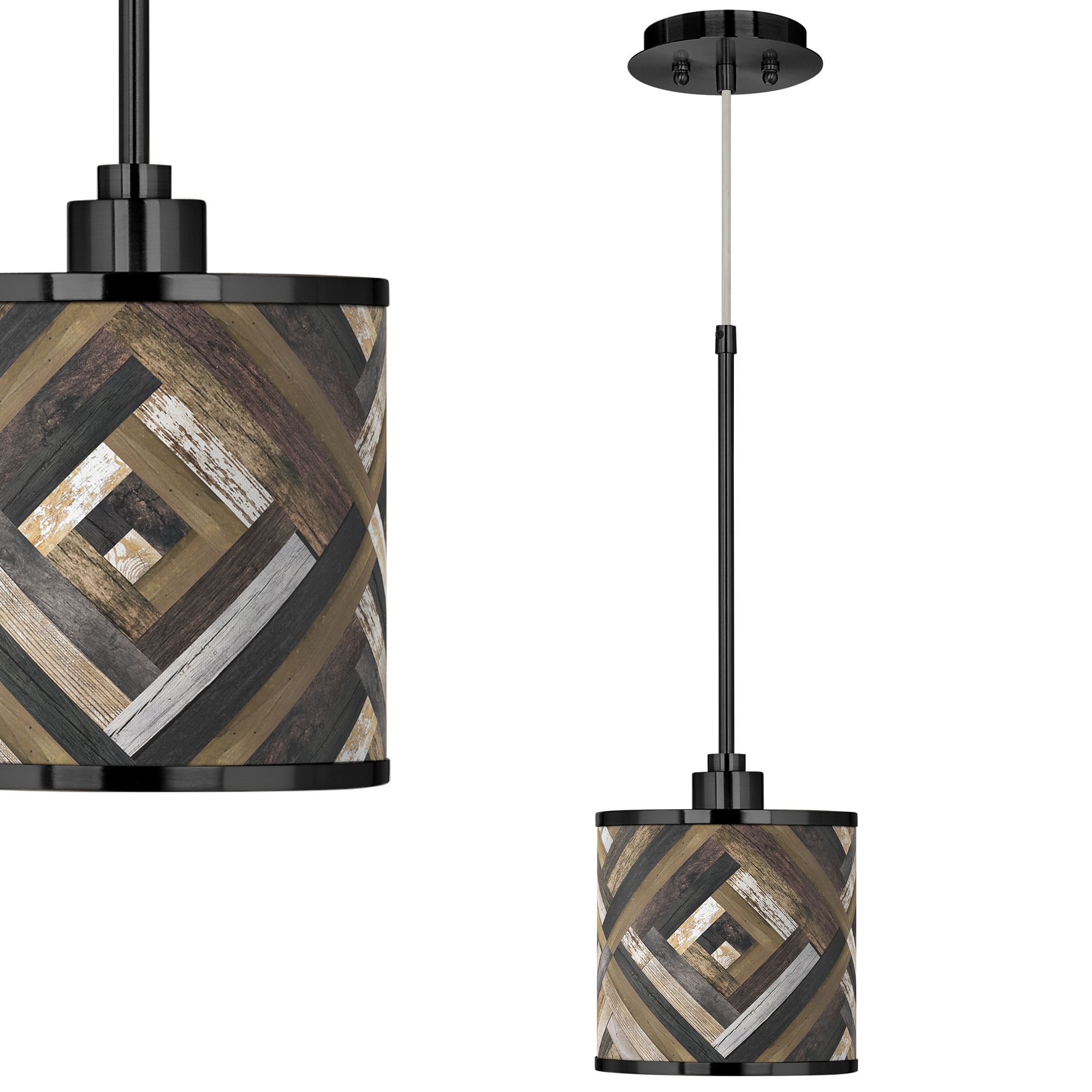 Woodwork Diamonds Giclee Black Mini Pendant Light - #720N6 | Lamps Plus