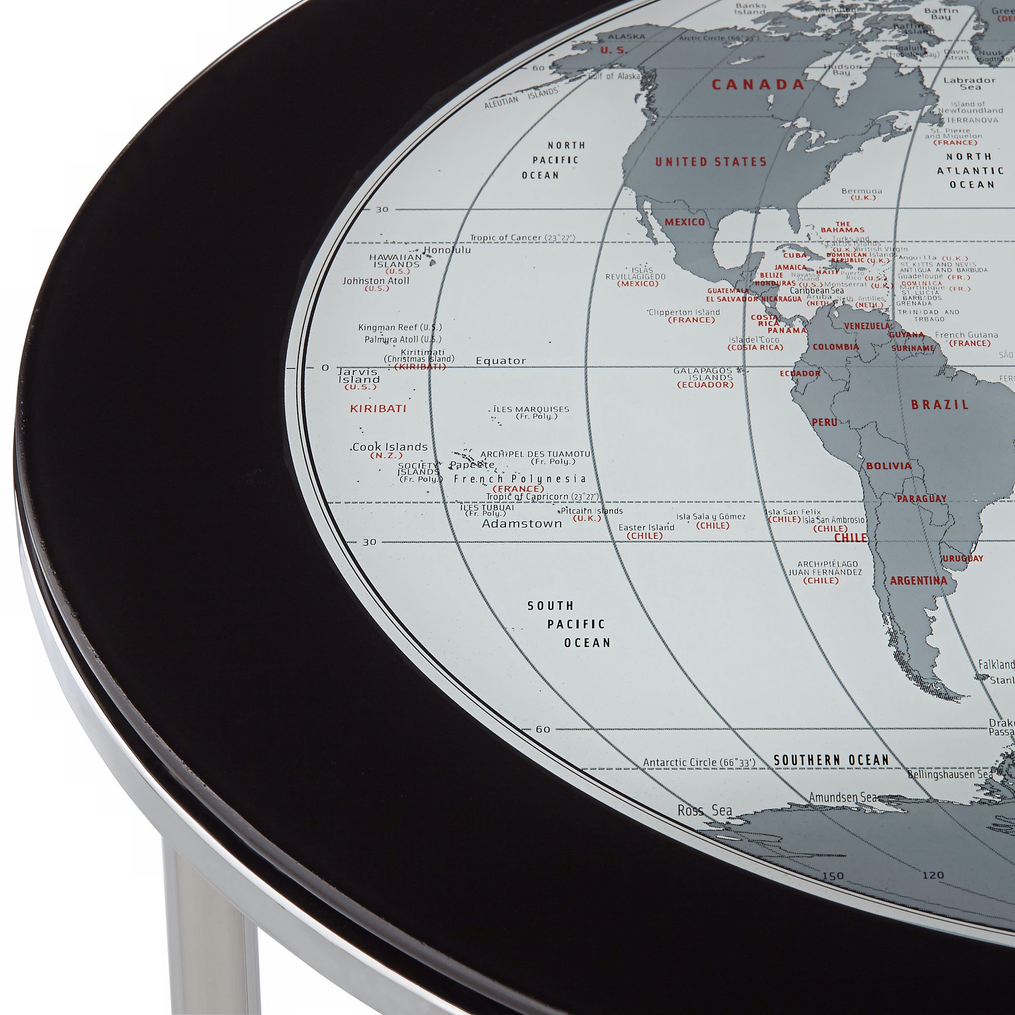 World Map 23 1/4" Chrome and Glass 2-Piece Nesting Tables - #4R010 ...