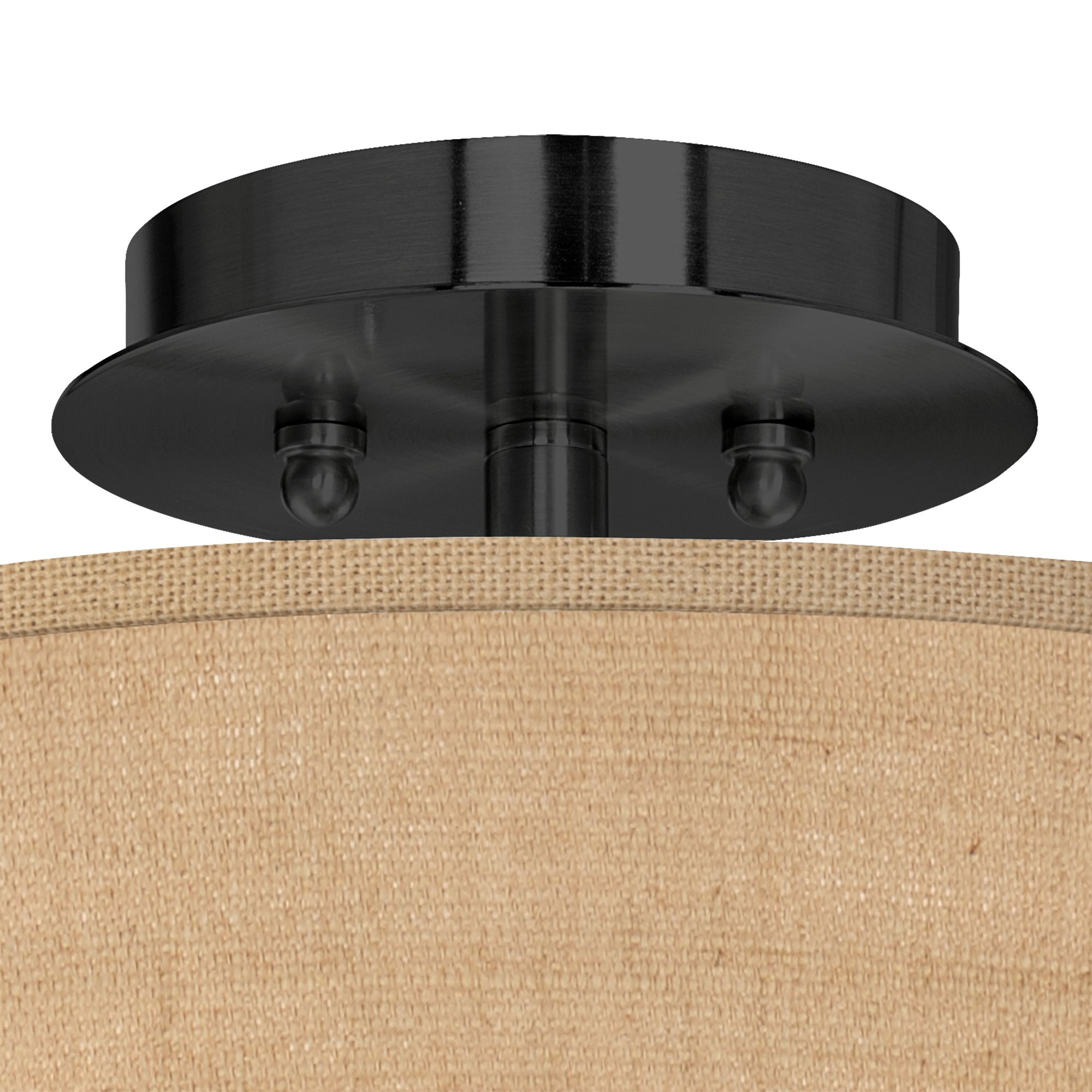 Woven Burlap Black 14" Wide Ceiling Light - #672J6 | Lamps Plus
