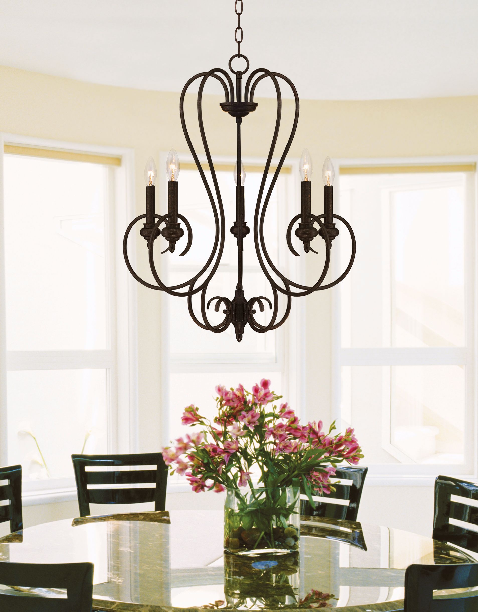 Franklin Iron Works Channing 24 1/2" Bronze 5-Light Scroll Chandelier ...