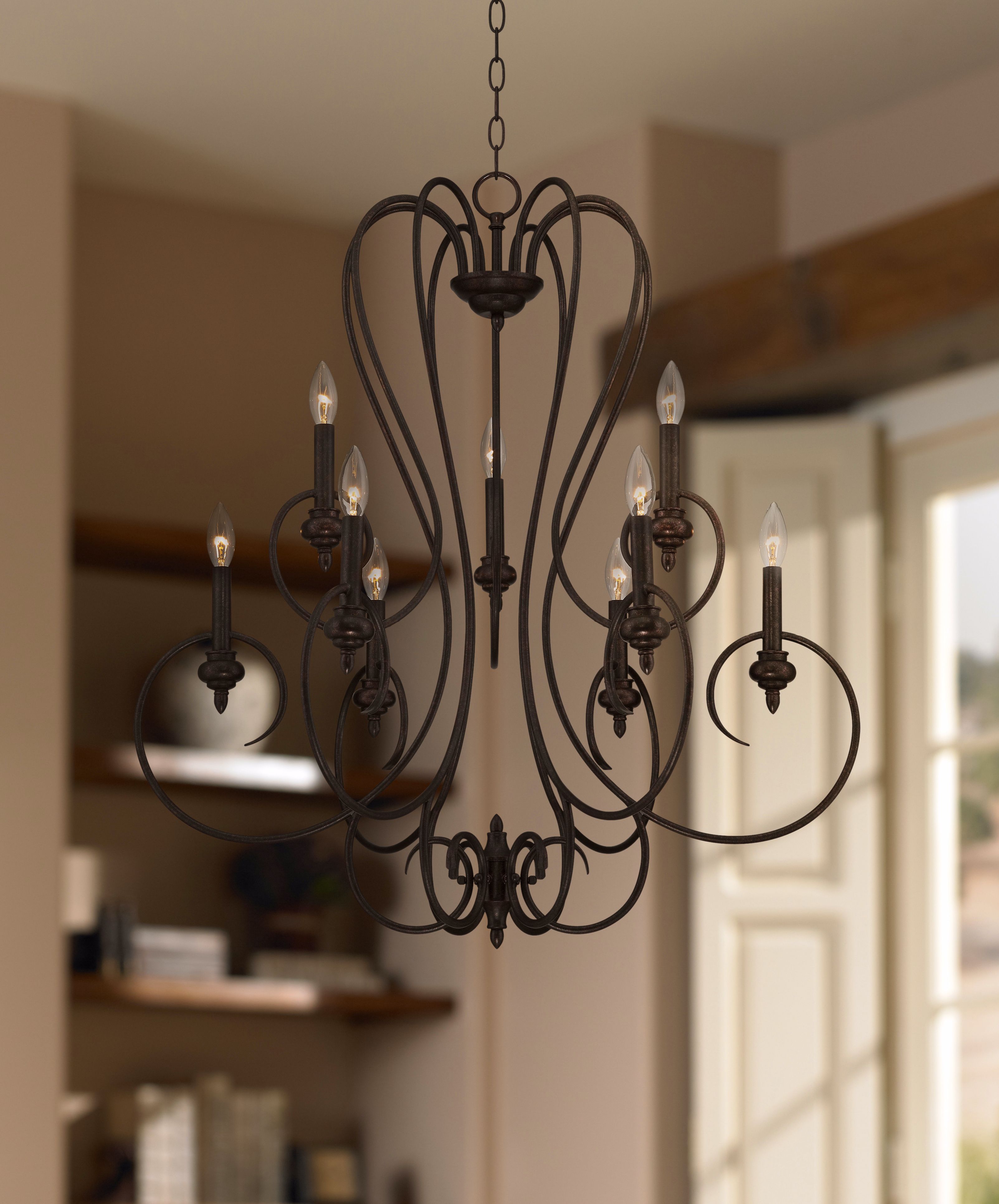 Franklin Iron Works Channing 30 1/2" Bronze Scroll 9-Light Chandelier ...