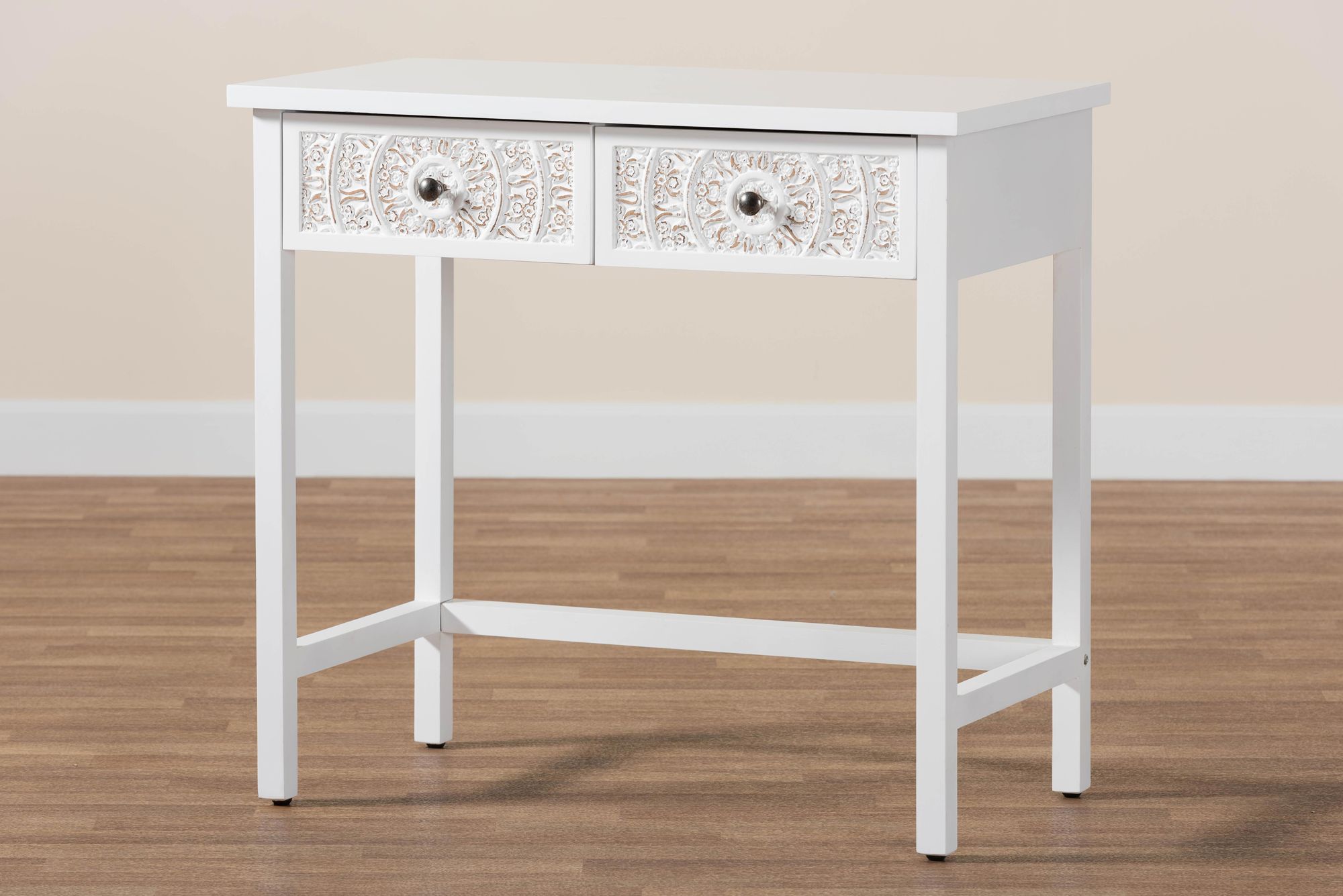 Yelena 33 1/2" Wide White Wood 2-Drawer Console Table - #9956E | Lamps Plus