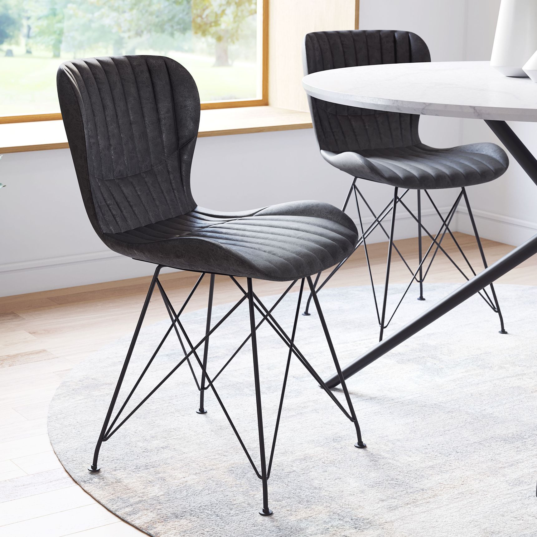 Zuo Gabby Vintage Black Faux Leather Dining Chairs Set of 2 - #551H1 ...