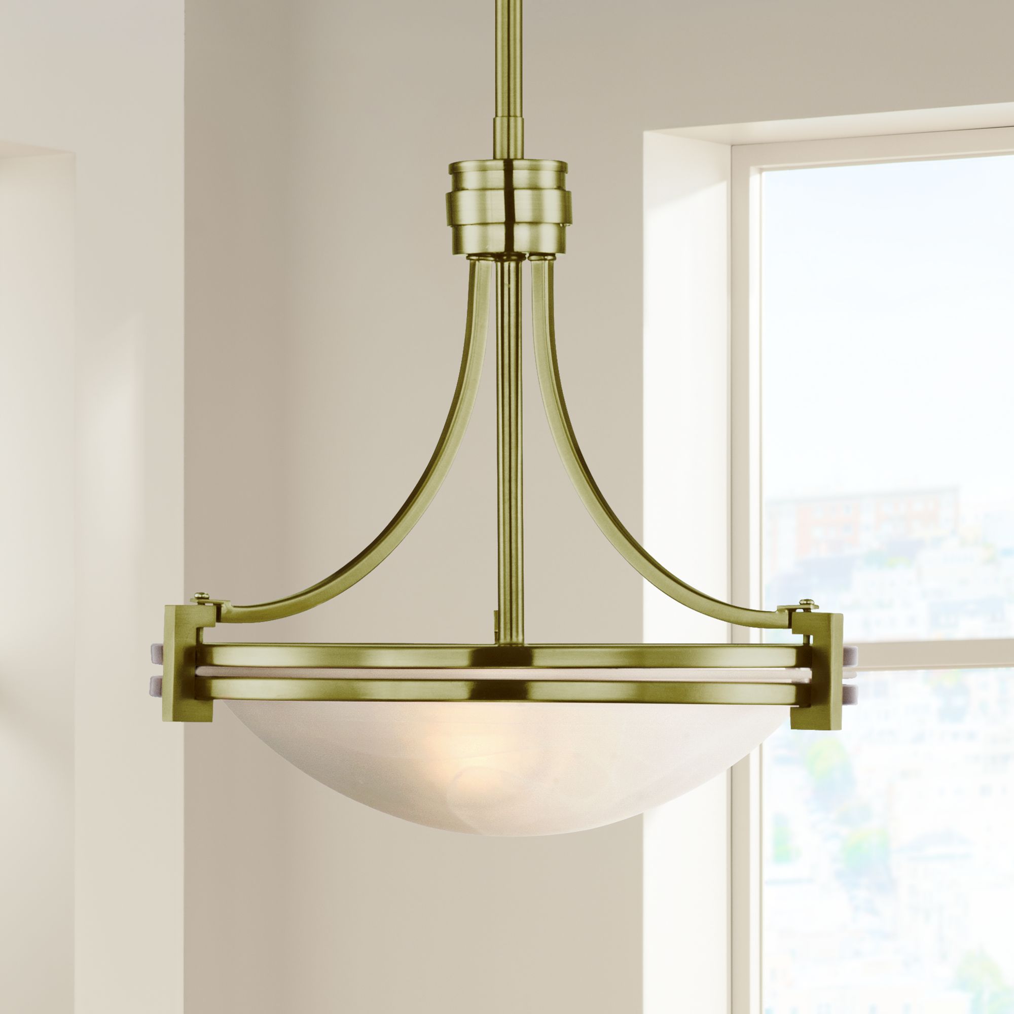 Possini Euro Deco 12 1/2" Wide Warm Brass 2-Light Pendant - #1F021 ...