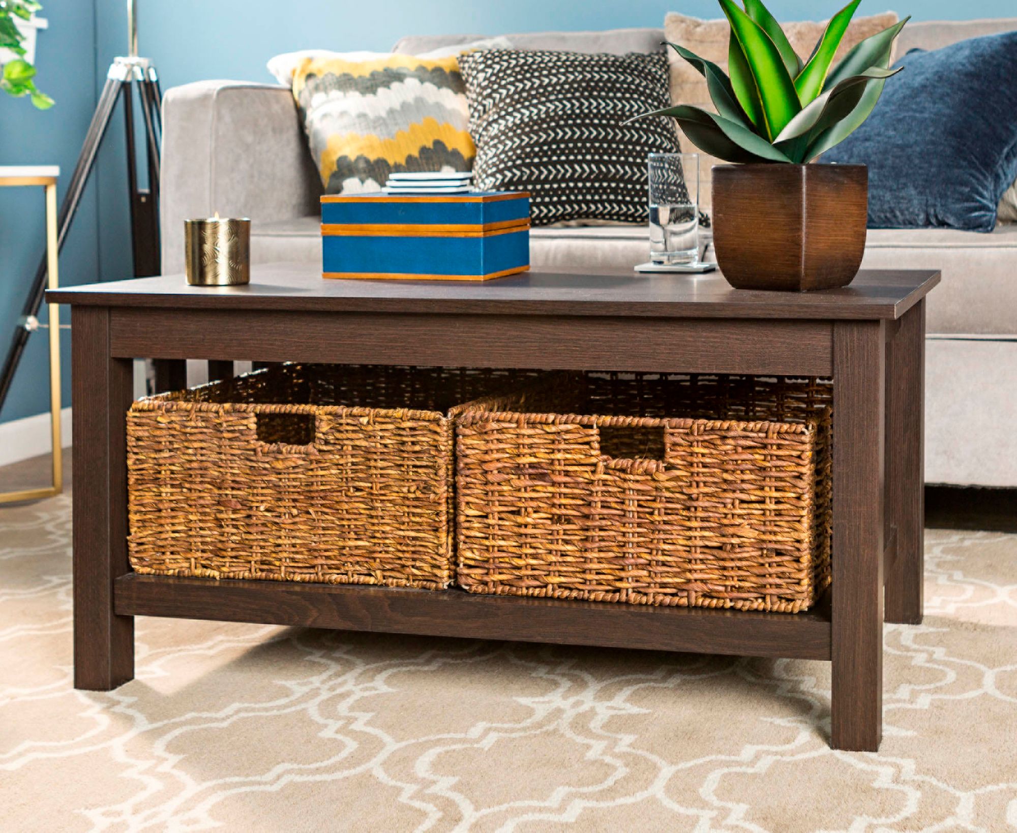 Mission 40" Wide Espresso Wood Storage Coffee Table - #31C02 | Lamps Plus