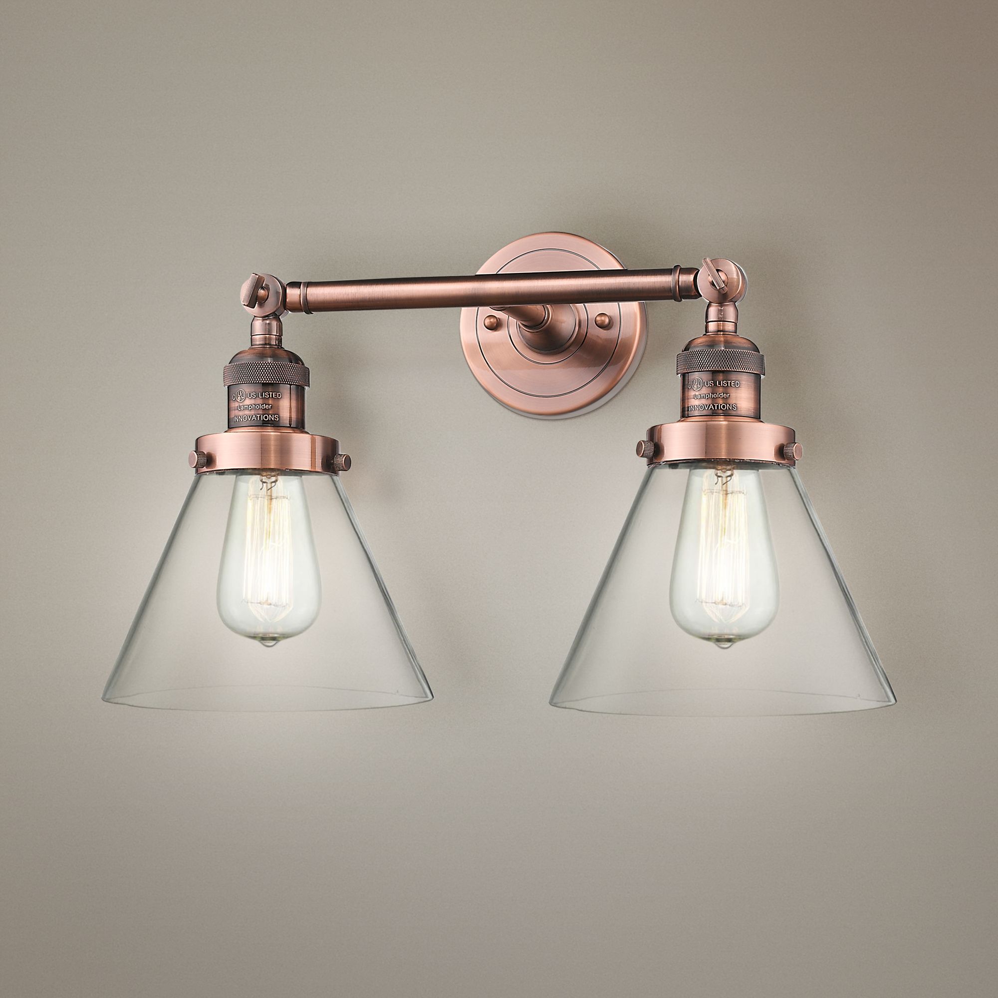 Large Cone 11" High Copper 2-Light Adjustable Wall Sconce - #40X61 ...