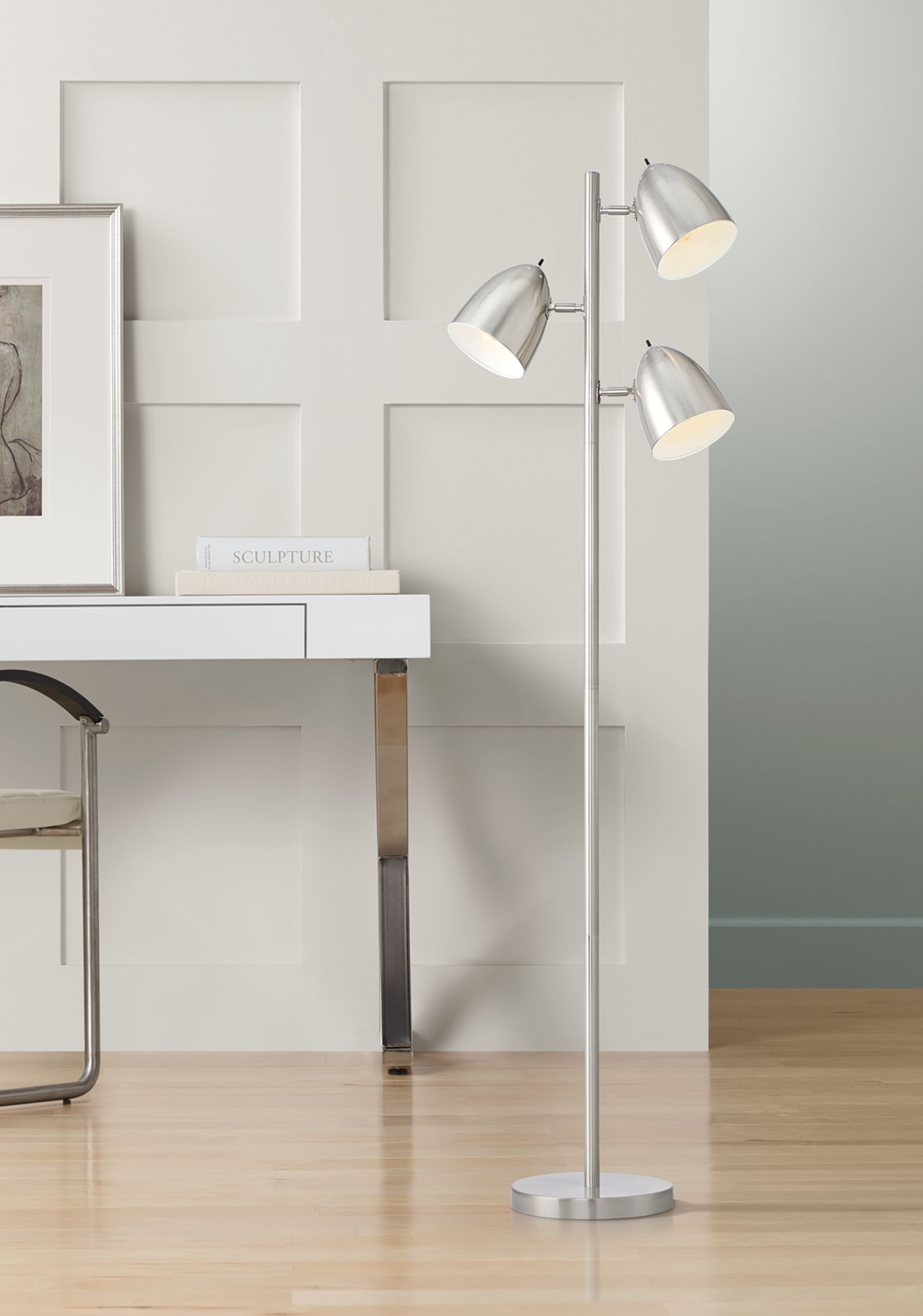 Aaron Brushed Nickel 3-Light Tree Floor Lamp - #41A89 | Lamps Plus