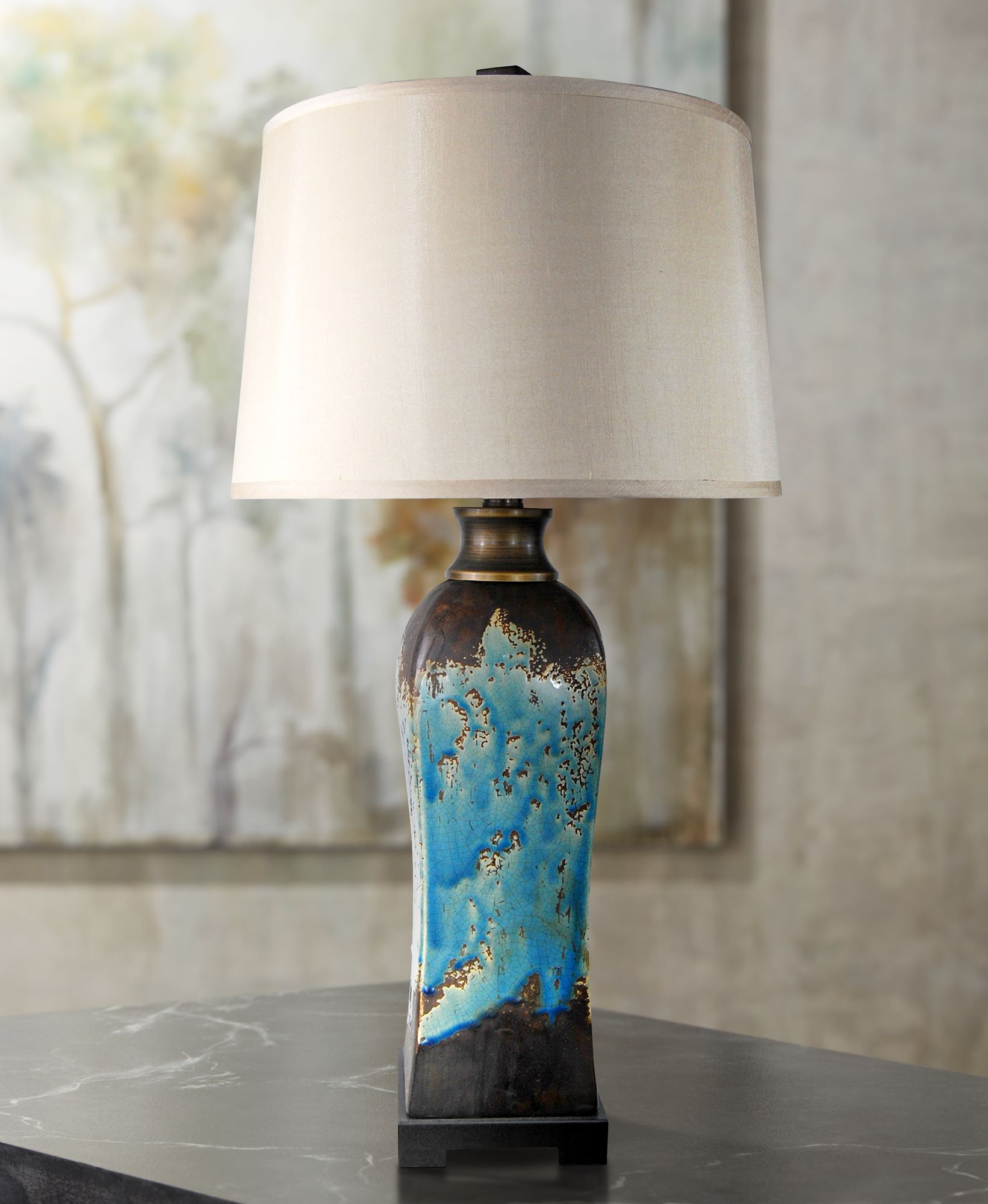 Mazara Rust - Azul Ceramic Table Lamp - #4D767 | Lamps Plus
