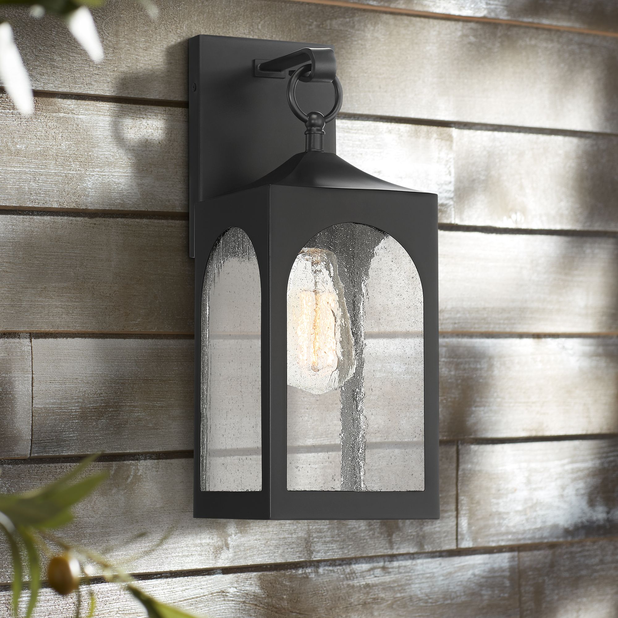 Possini Euro Tyne 16" High Matte Black Lantern Outdoor Wall Light ...