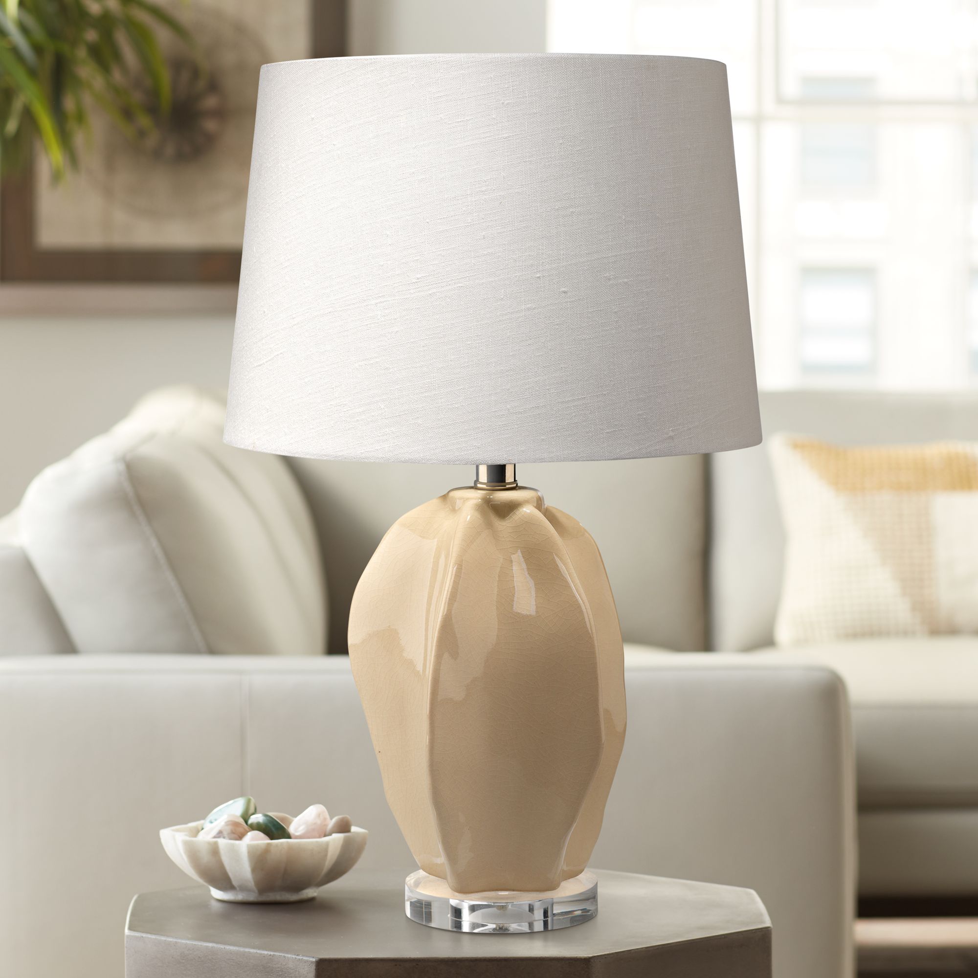 Jamie Young Hermosa Cream Ceramic Accent Table Lamp - #63A01 | Lamps Plus