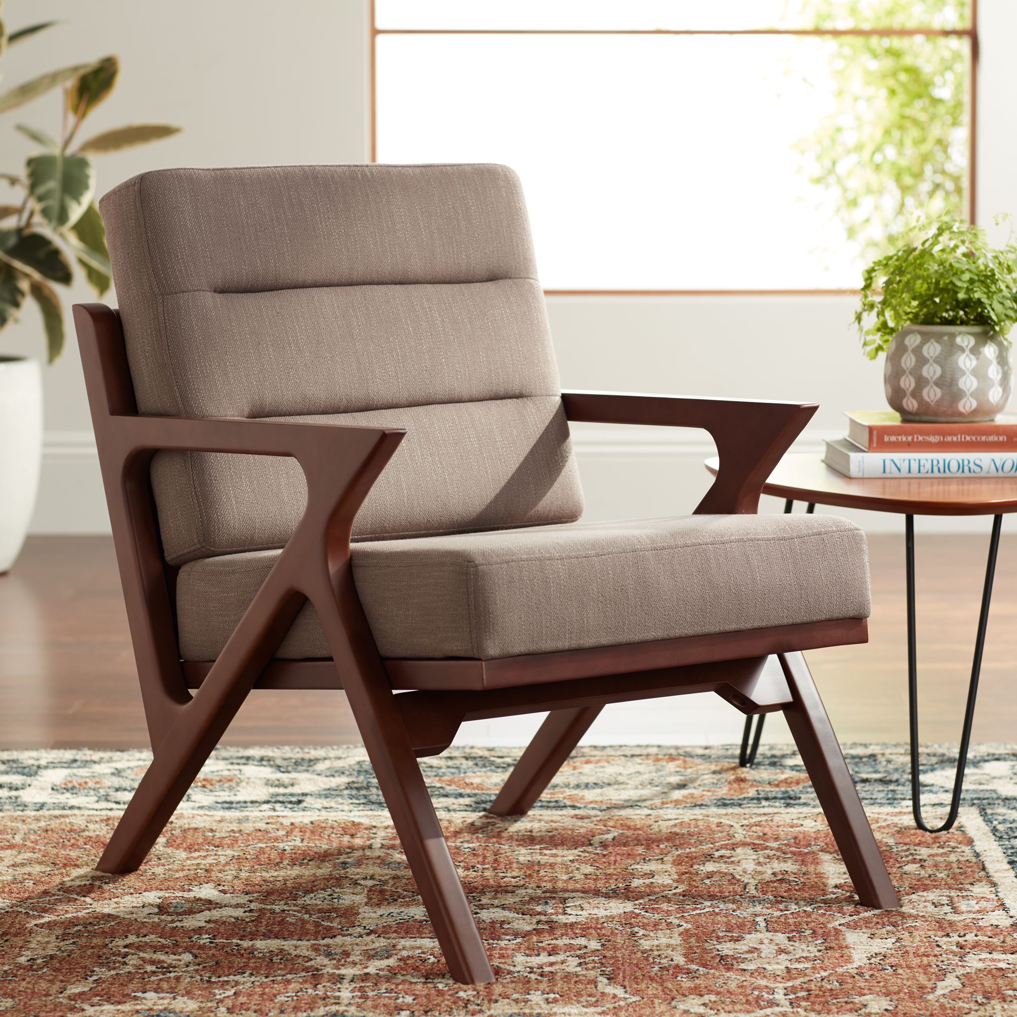 Moderno Walnut and Light Brown Modern Accent Chair - #63M56 | Lamps Plus