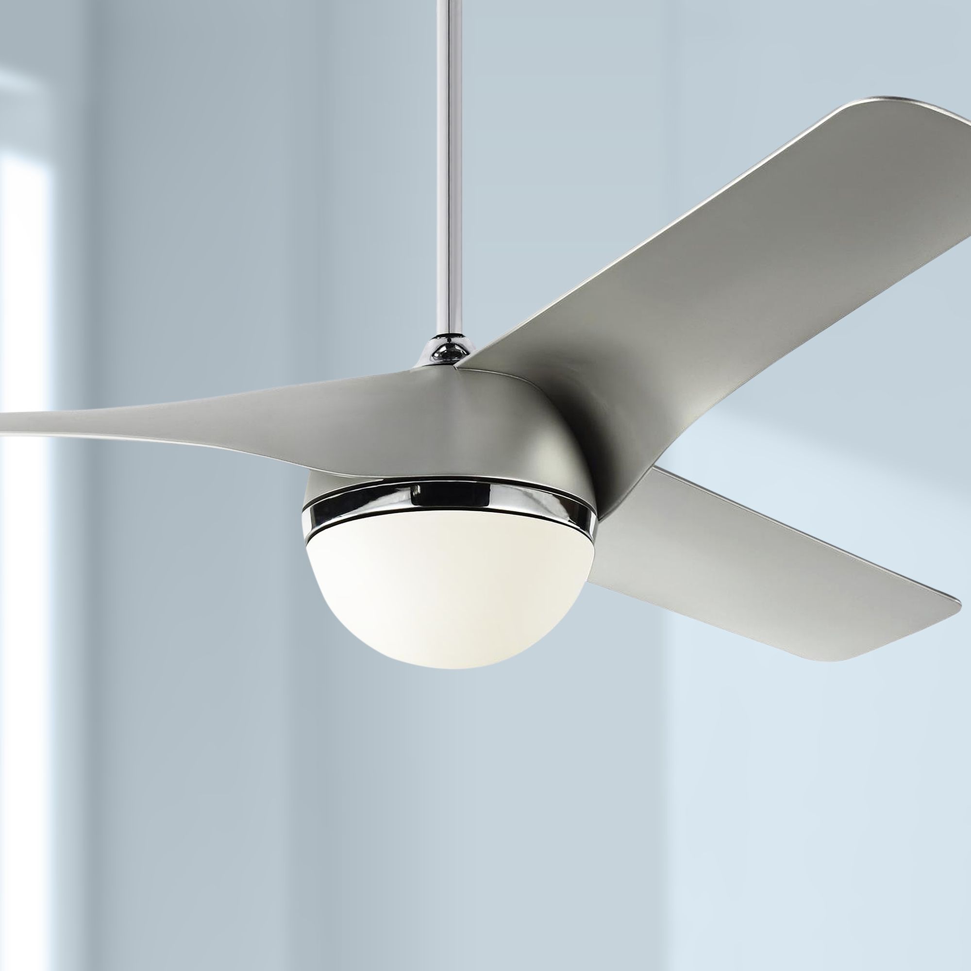 56" Monte Carlo Akova Chrome LED Damp Rated Ceiling Fan with Remote ...