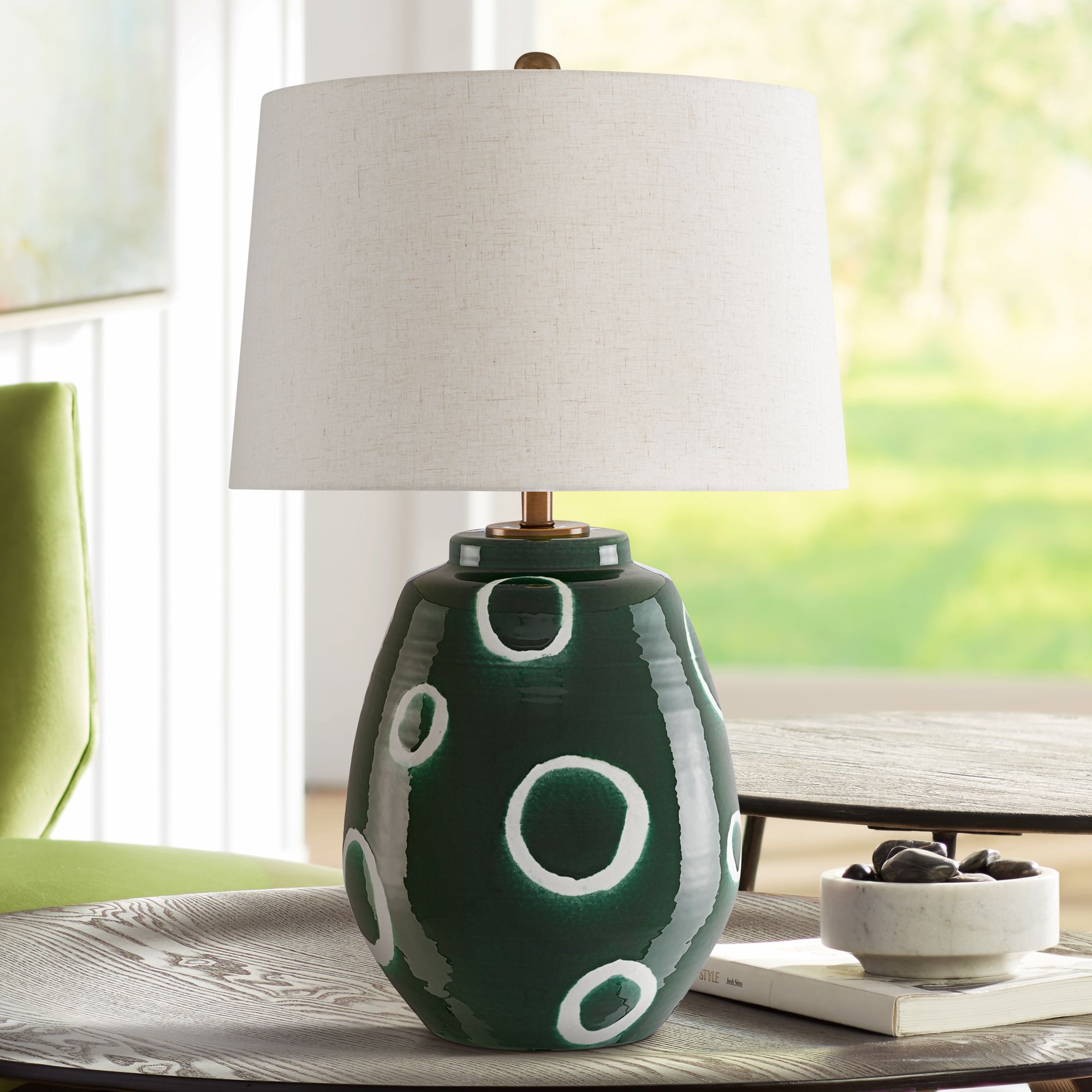 Gallus Green and White Terracotta Ginger Jar Table Lamp - #71M19 ...