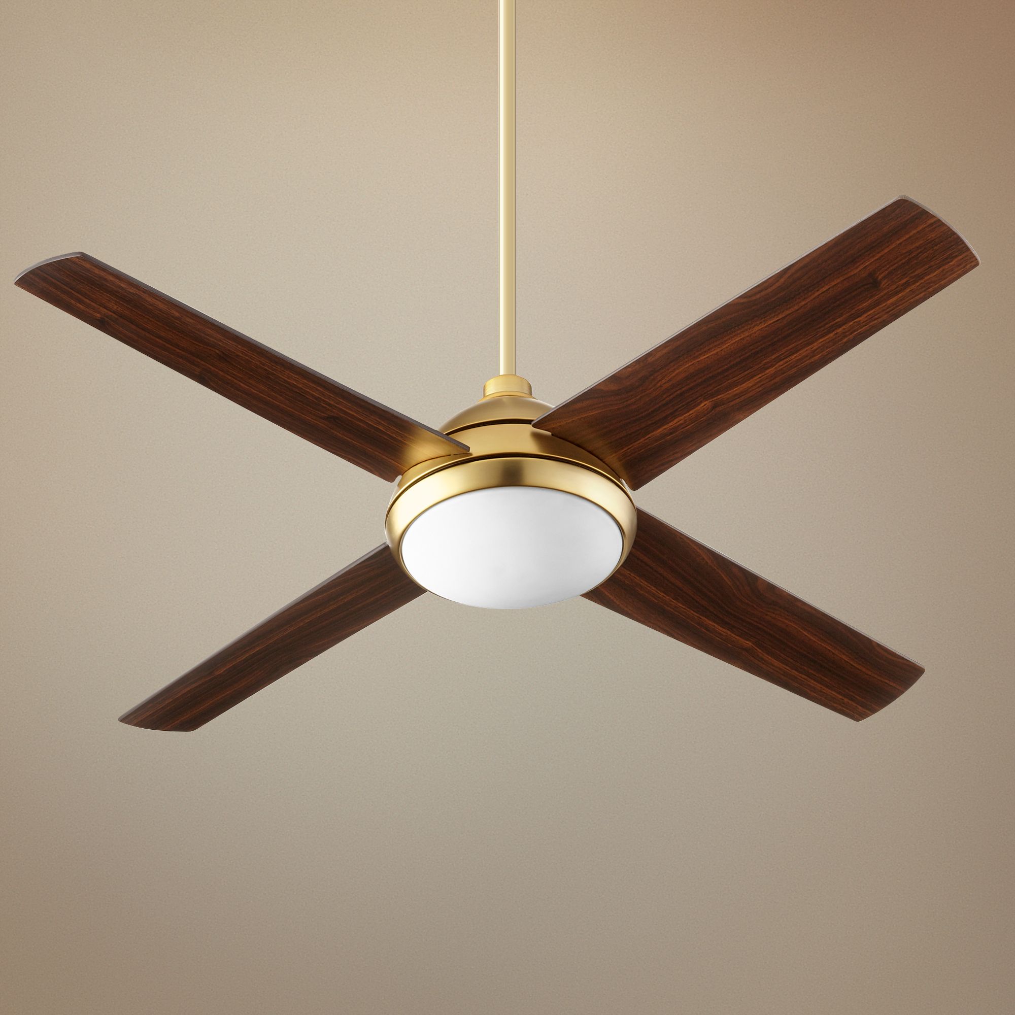 52" Quorum Quest Aged Brass LED Ceiling Fan with Wall Control - #72P19 ...