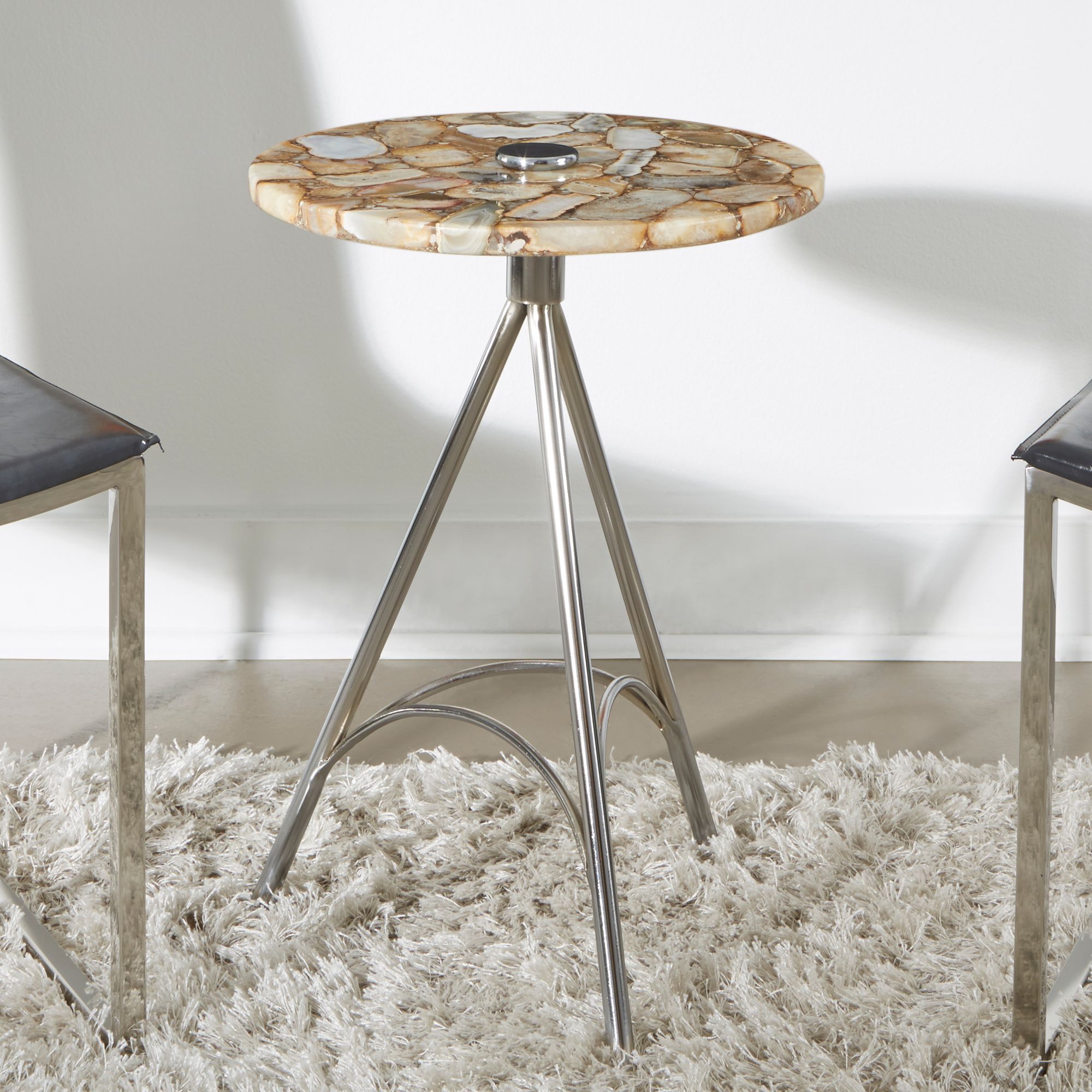 Melly 17" Wide Agate and Chrome Round Accent Table - #73K96 | Lamps Plus