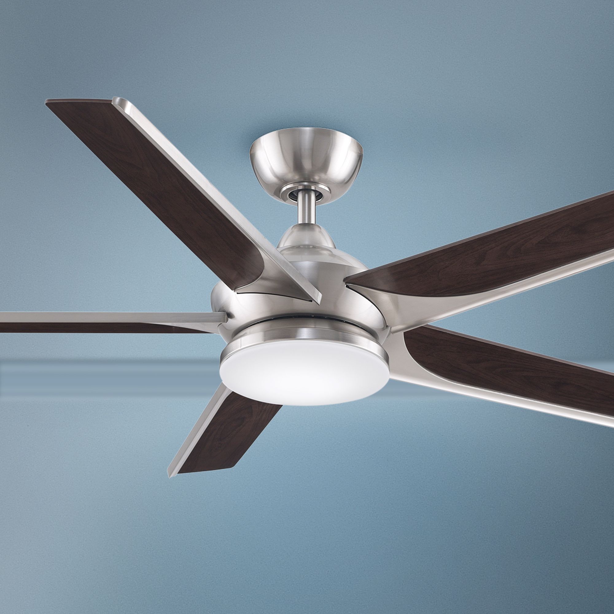 56" Fanimation Subtle Brushed Nickel LED Damp Ceiling Fan - #74F45 ...