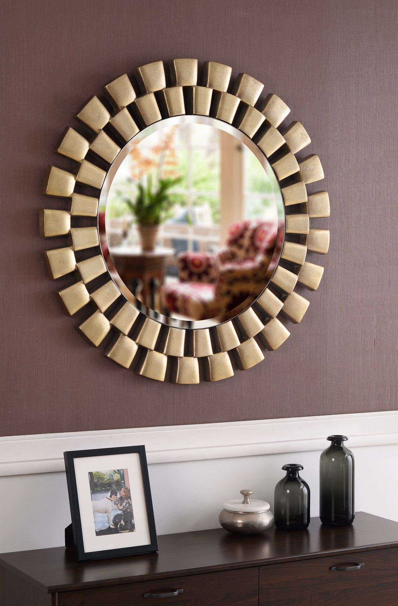 Kenroy Home Gilbert Antique Brass 36" Round Wall Mirror - #83J19 ...