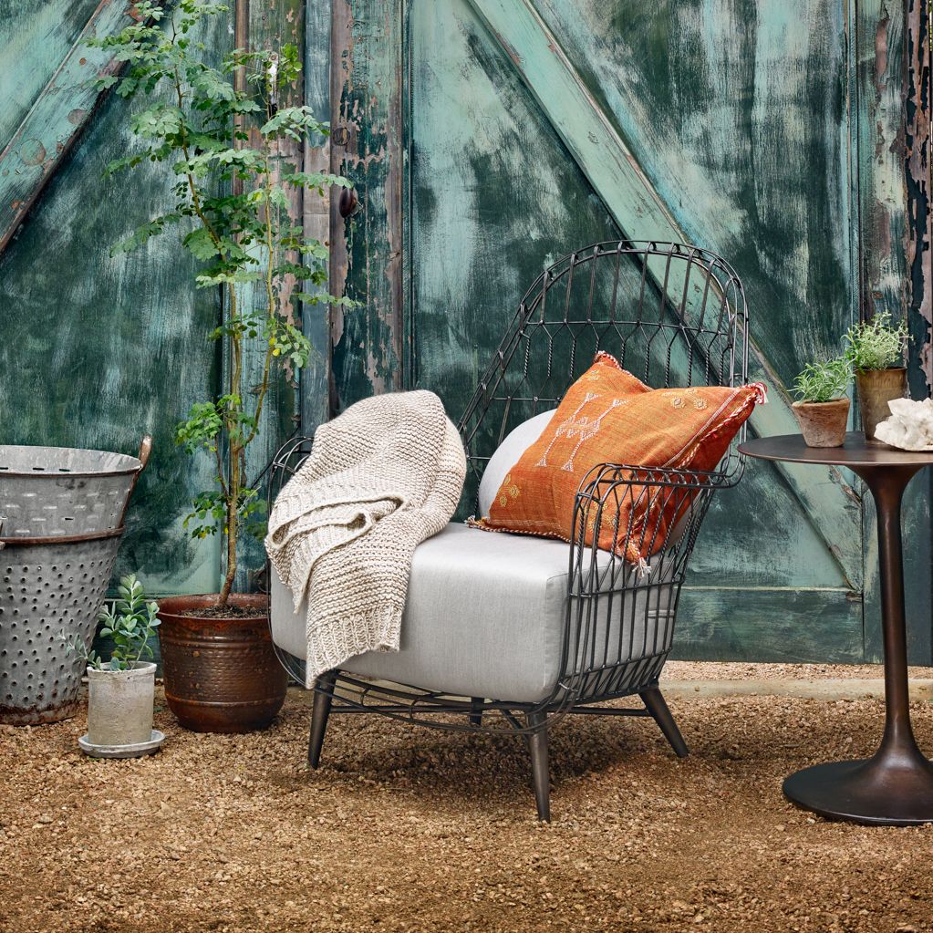 Manten Vintage Iron Rattan Outdoor Wing Chair - #89J96 | Lamps Plus