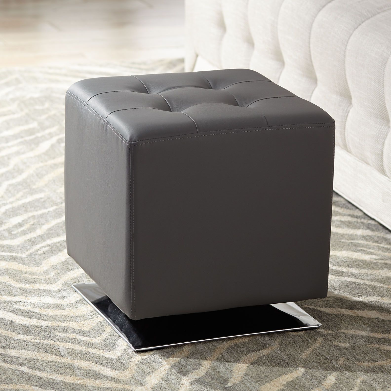 Marco Modern Graphite Swivel Ottoman - #9D401 | Lamps Plus